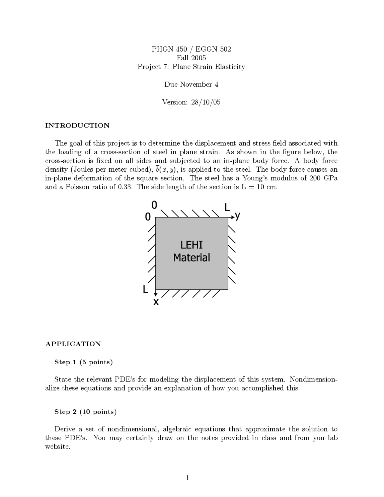 Plane Strain Elasticity Project 7 Eggn 502 Docsity
