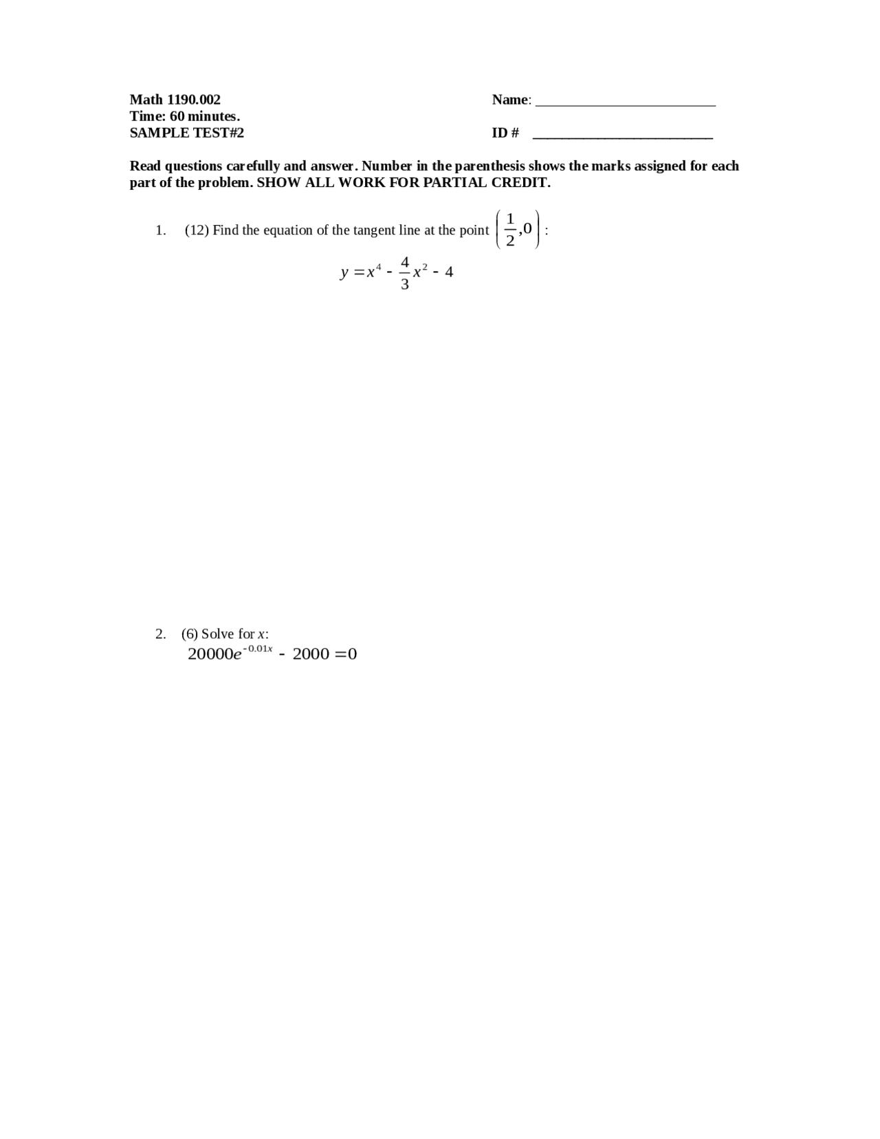 Derivative, maximum and minimum absolute on Maths exam | MATH 1190 ...