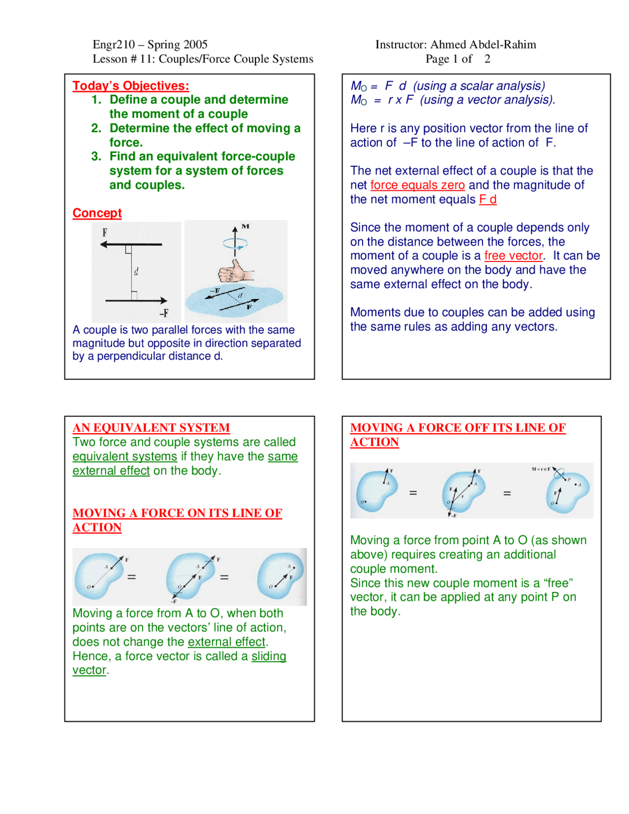 Engineering Statistics - An Equivalent System - Slides | ENGR 210 - Docsity