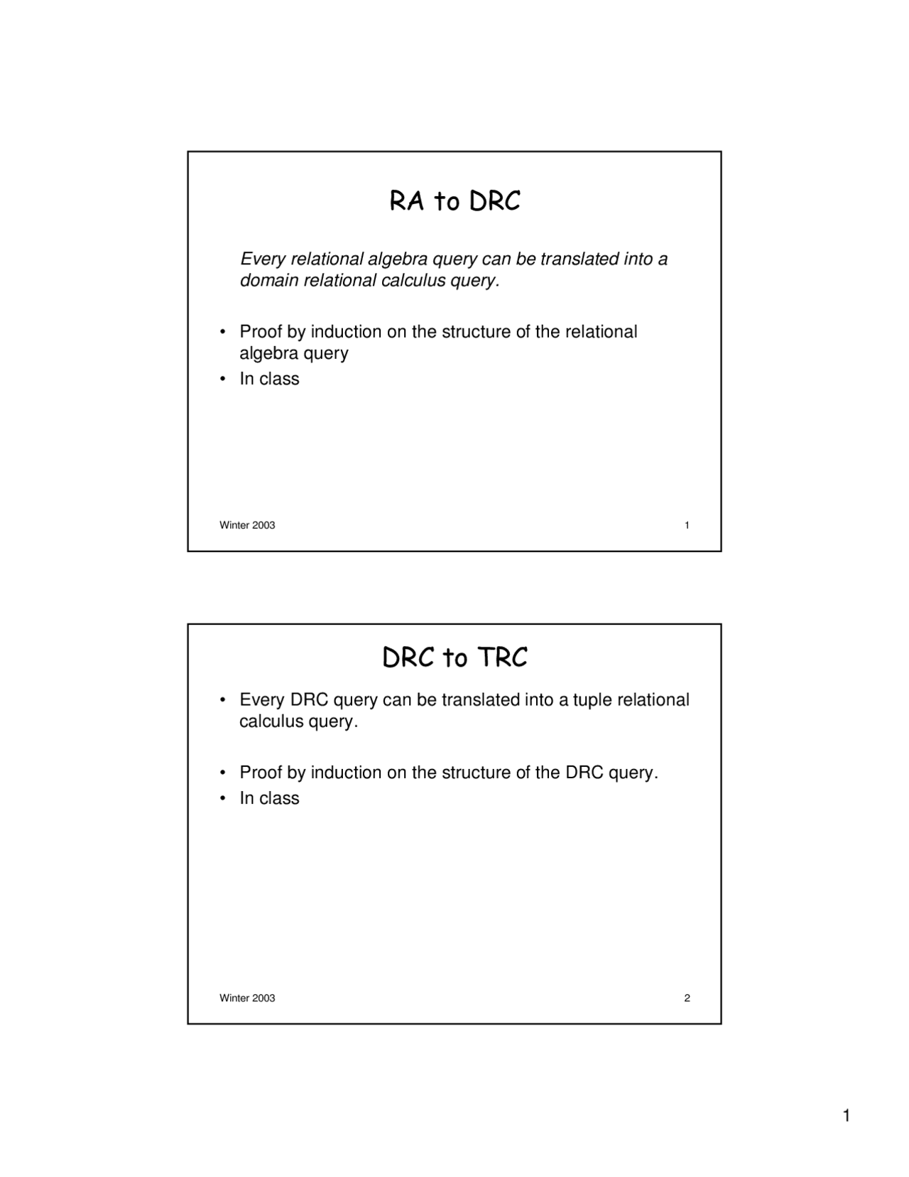 Ra To Drc Lecture Slides Winter 2003 Cmps 180 Docsity
