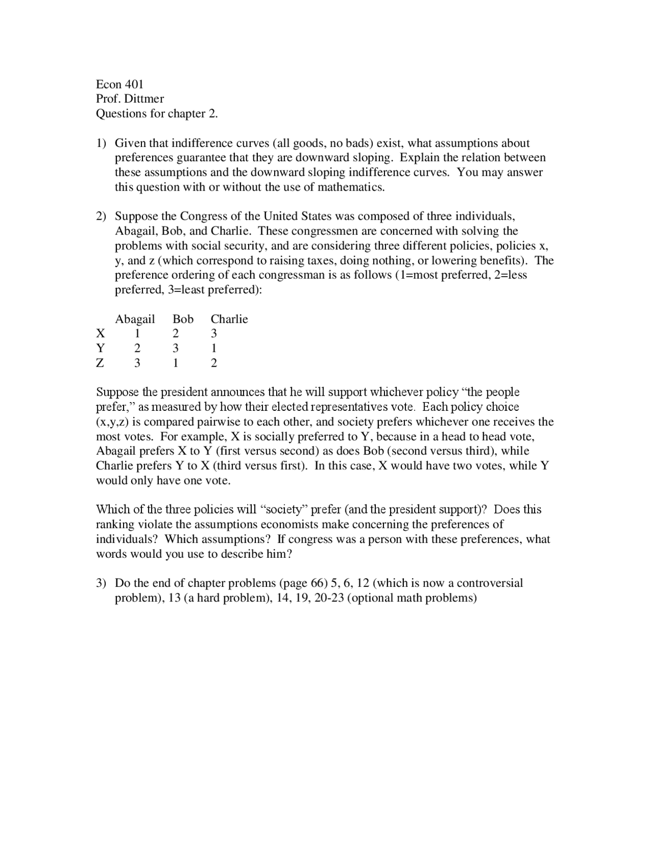 Questions For Chapter Intermediate Microeconomics Analysis Econ 401