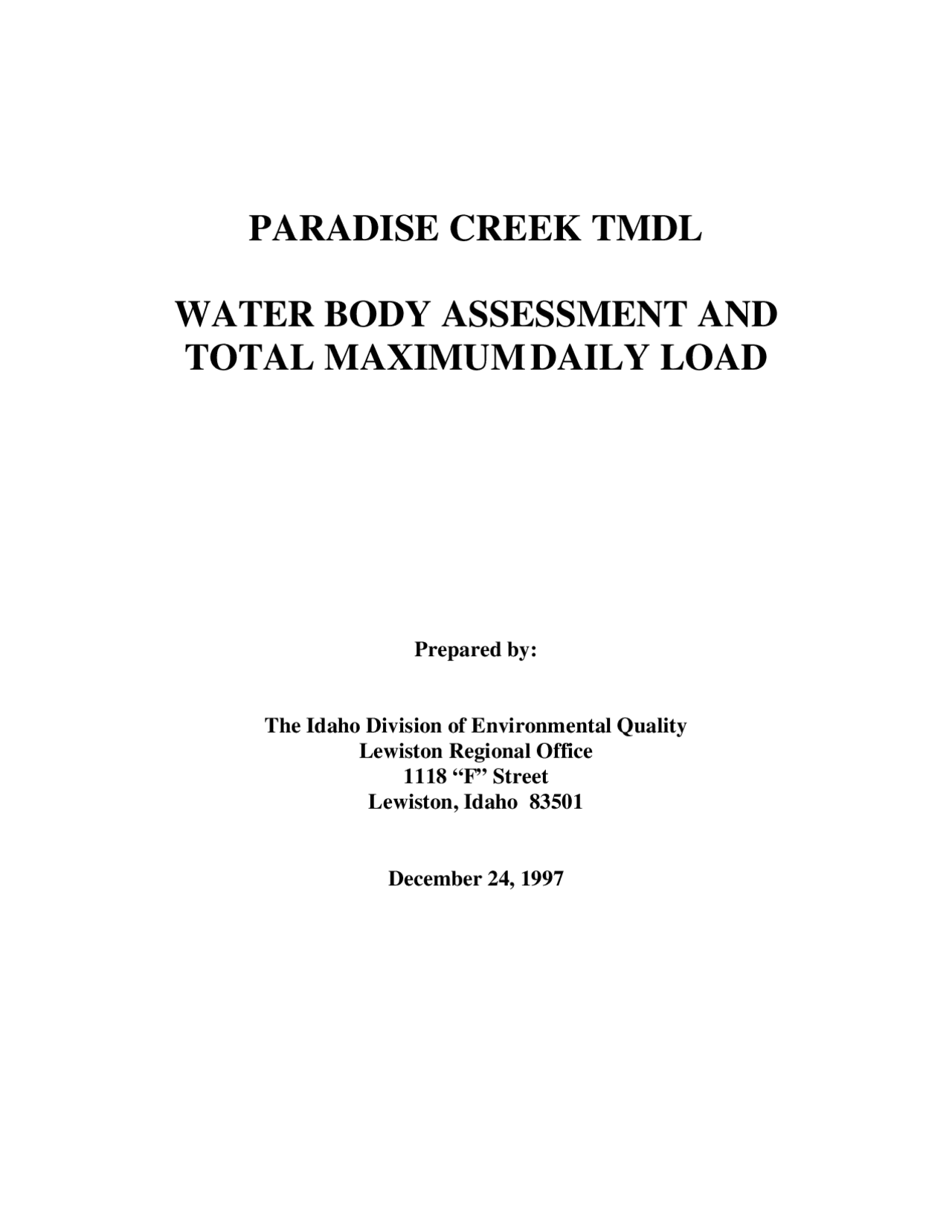 Water Body Assessment and Total Maximum Daily Load | CE 330 | Exams ...