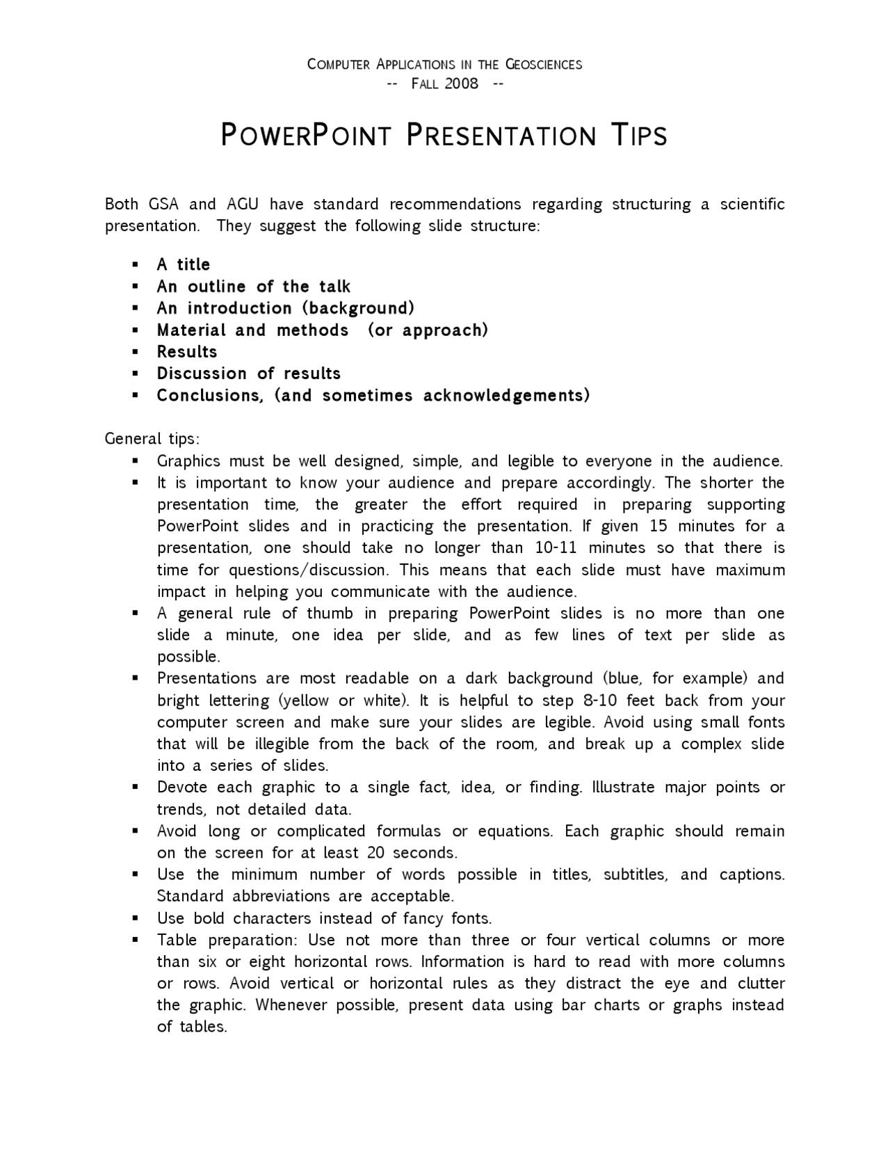 PowerPoint Presentation Tips - Lecture Notes | GEOL 5215 - Docsity