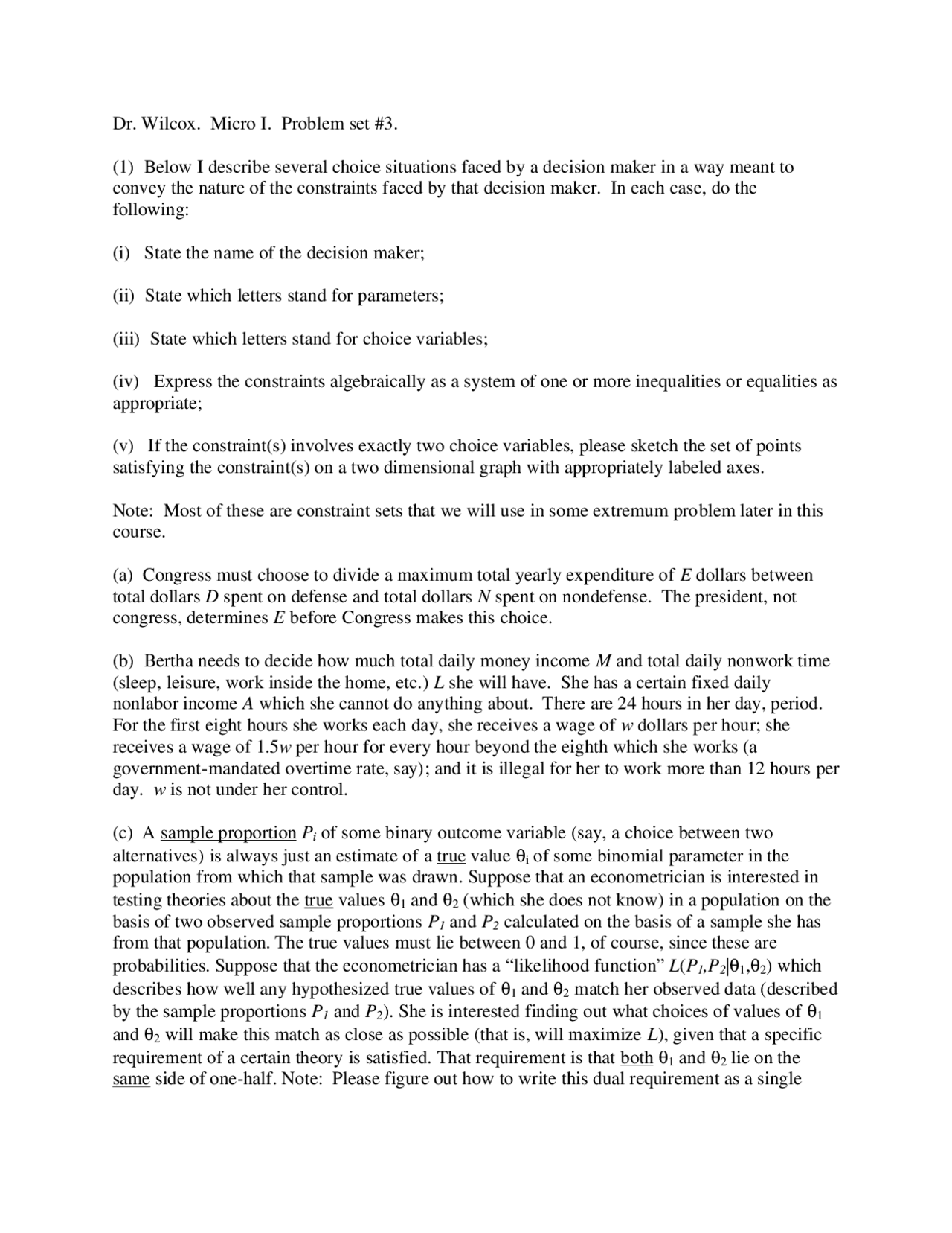 Solved Problems On Microeconomic Theory I Homework 3 Econ 6342