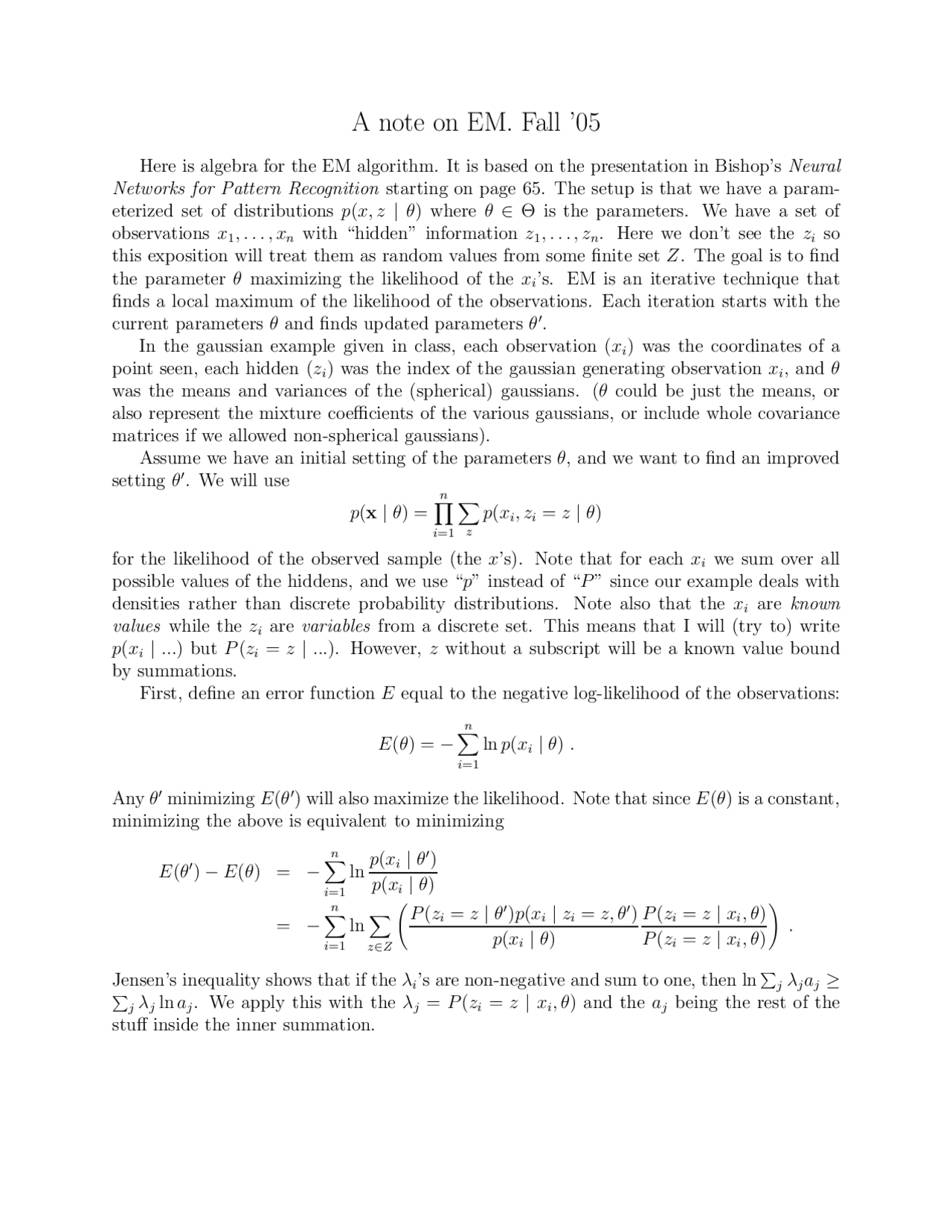 EM Algorithm: Maximizing Likelihood of Observed Data with Hidden ...
