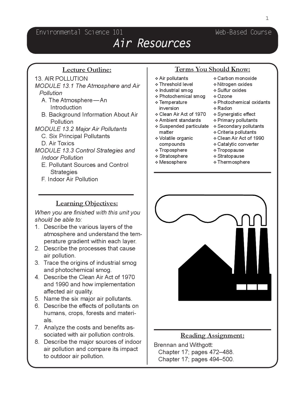Air Resources - Introduction to Environmental Science - Course Outline ... Air Resources - Introduction to Environmental Science - Course Outline ...