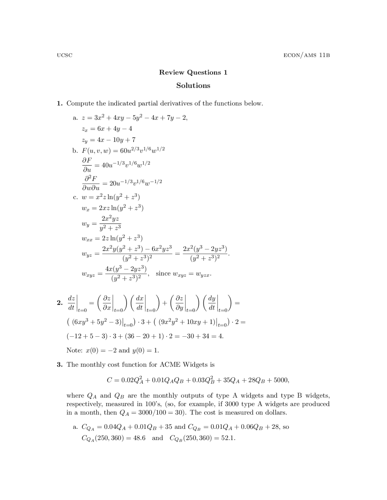 5 Solved Problems on Mathematical Methods for Economists I - Review ...
