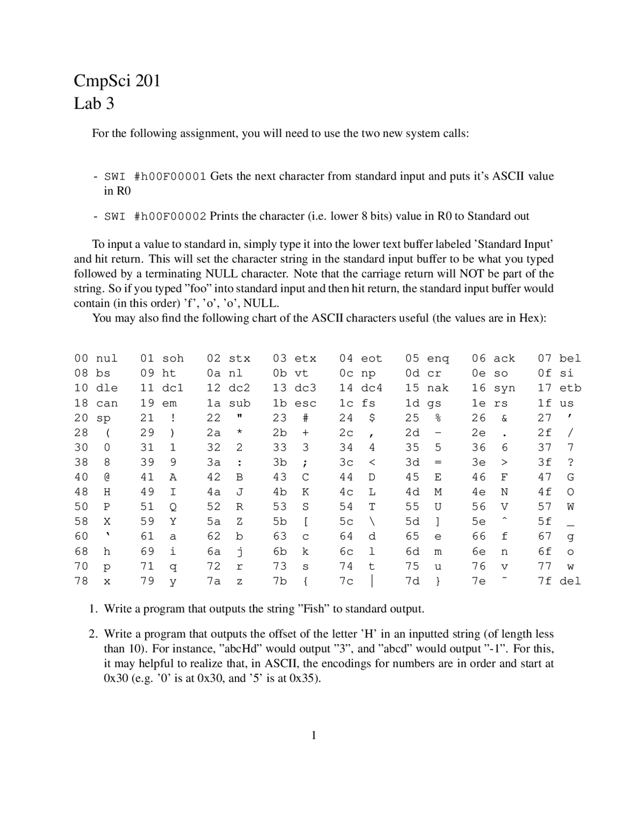 Architecture And Assembly Language Lab 3 Two New System Calls Cmpsci 201 Docsity