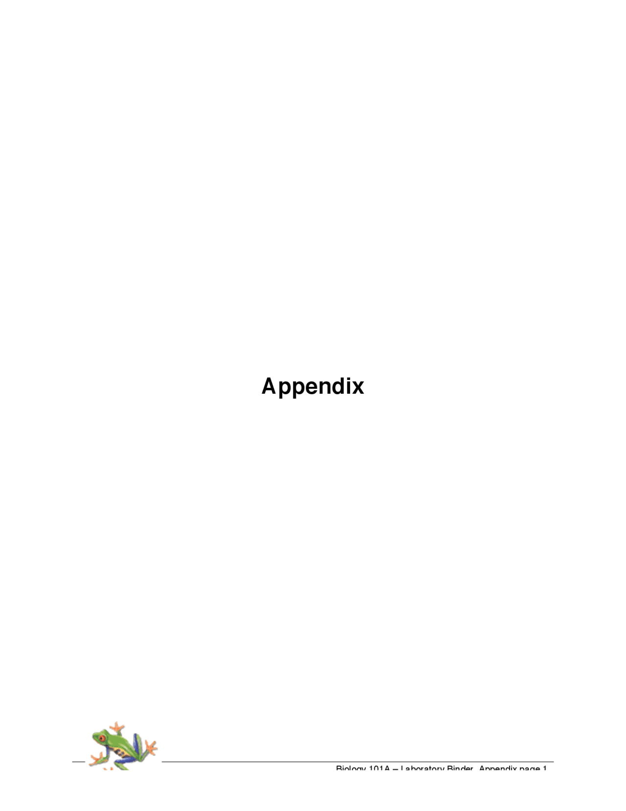 Appendix in General Biology - Laboratory Work | BIO 101A - Docsity