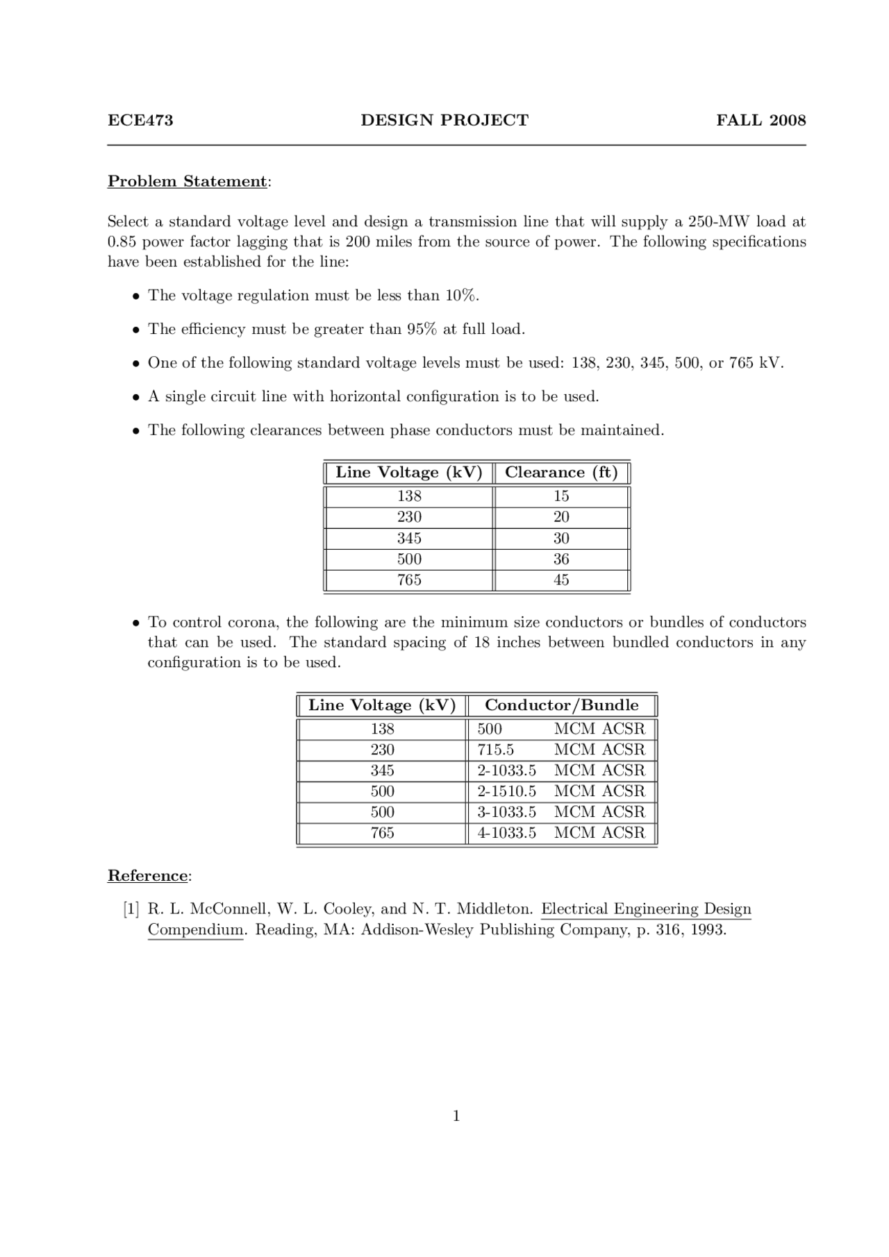 Design Project Power System Analysis I Ece 473 Docsity