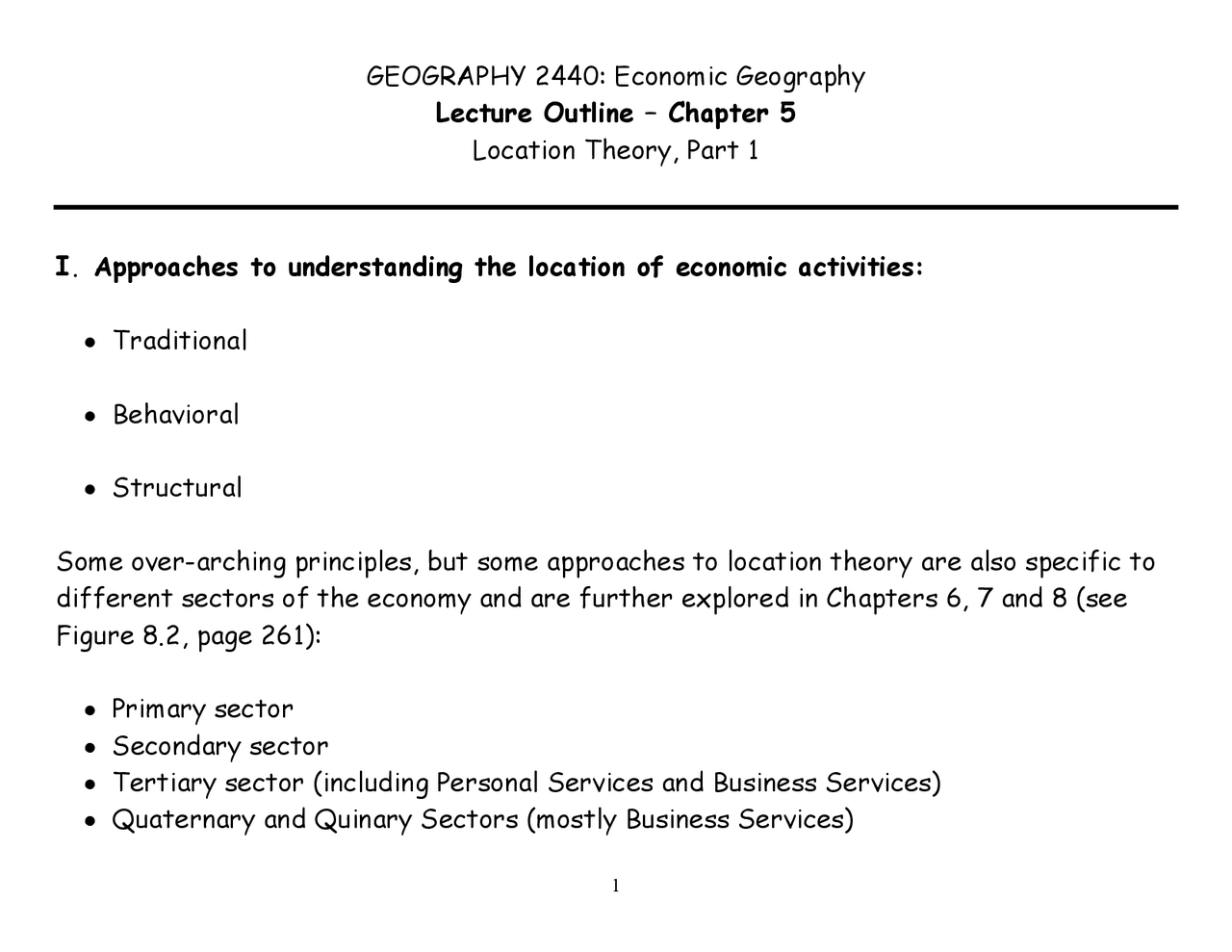 Location Theory in the Economic Geography - Outline | GEOG 2440 | Study ...