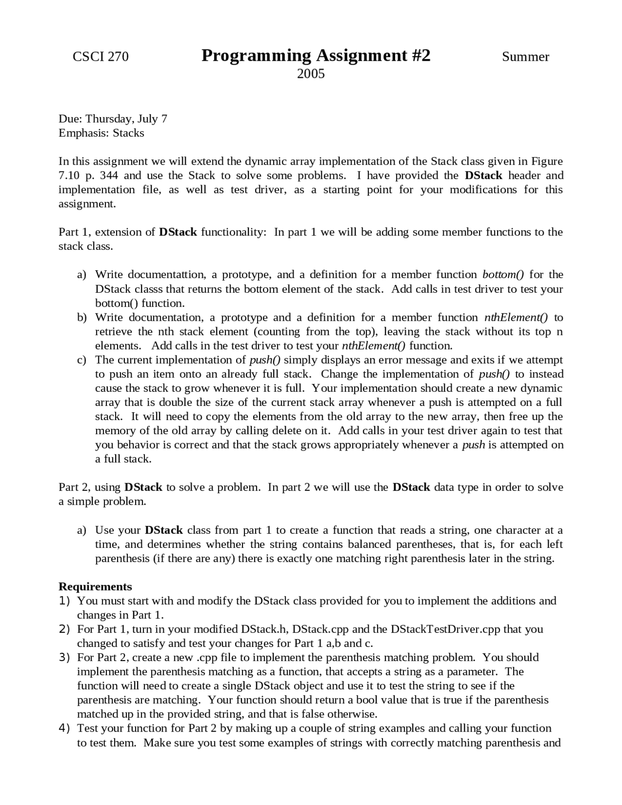 Programming Assignment 2 for Data Structures | CSCI 270 | Assignments Data Structures and ...