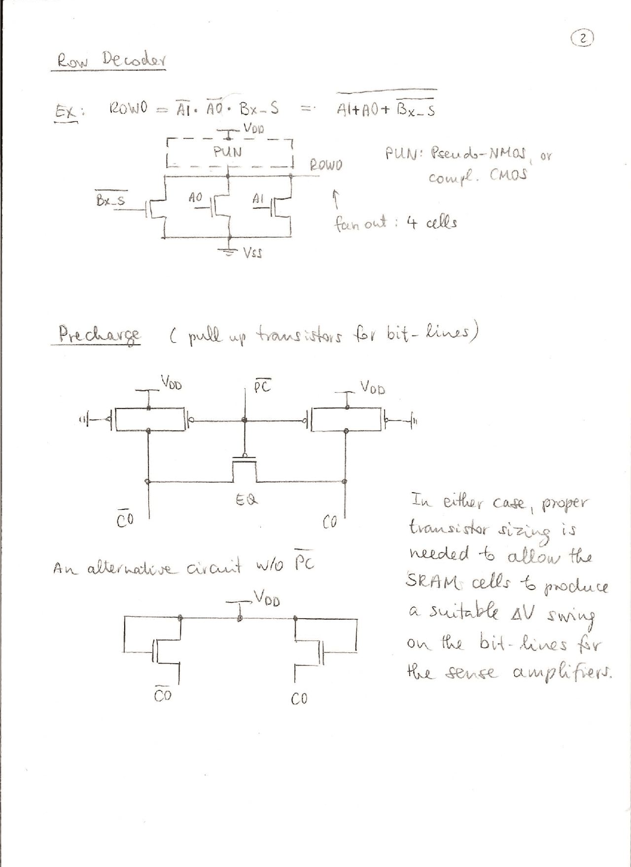 Row Decoder, Recharge - Digital Electronics | ECE 4500 - Docsity