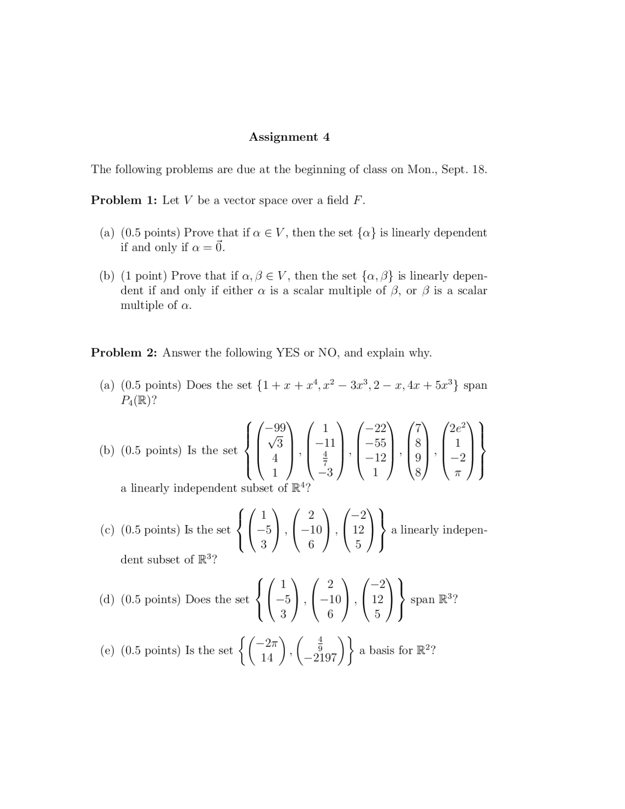 6 Solved Problems In Advanced Linear Algebra I Assignment 4 Math