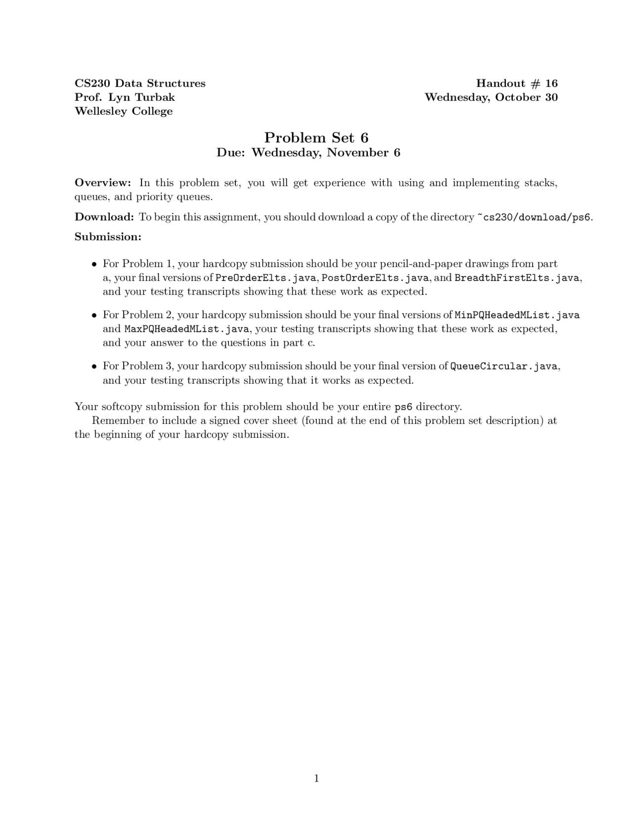 Handout 16 Problems On Lab Data Structures With Answers Cs 230 Docsity