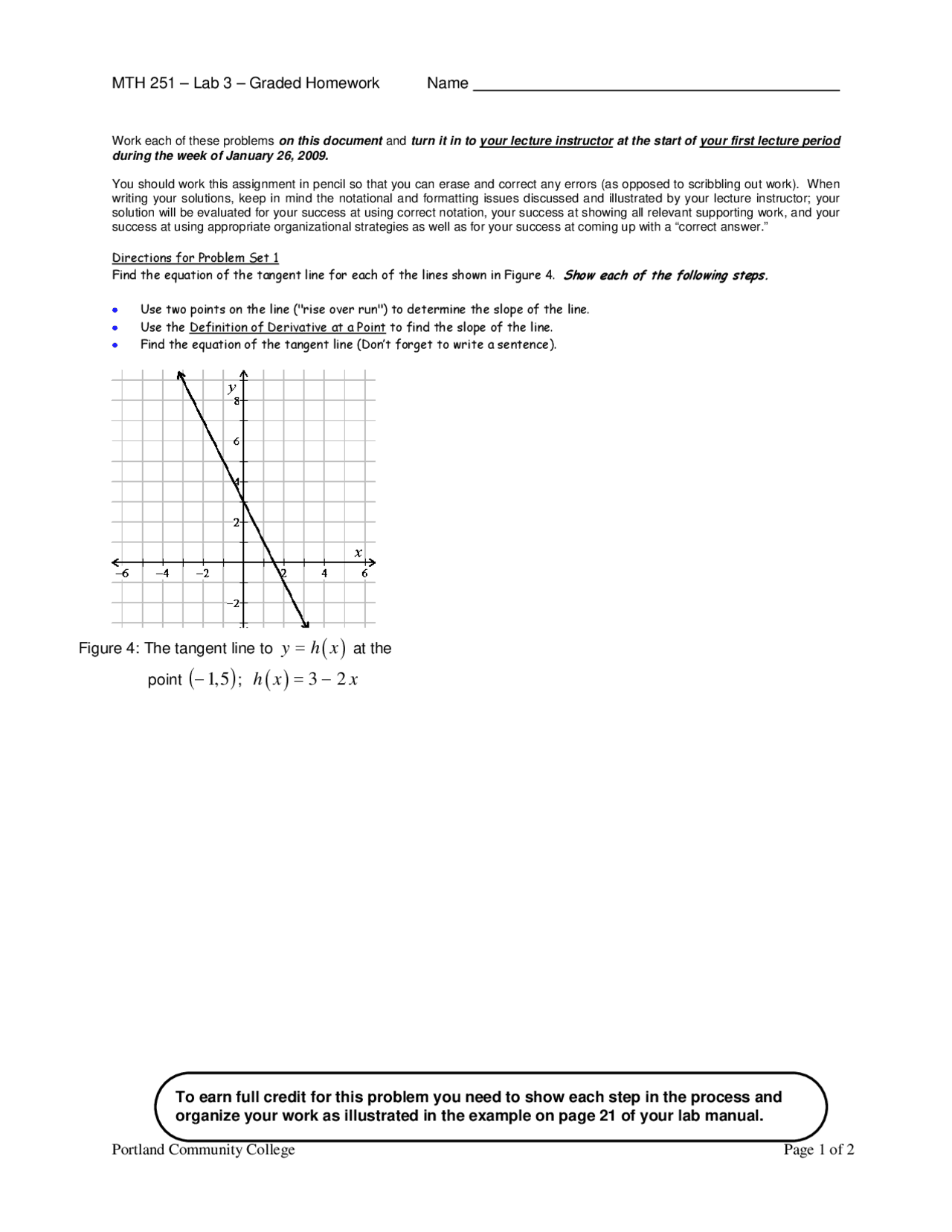 2 Problems On The Slope Of Tangent Lines Experiment 3 Mth 251 Docsity