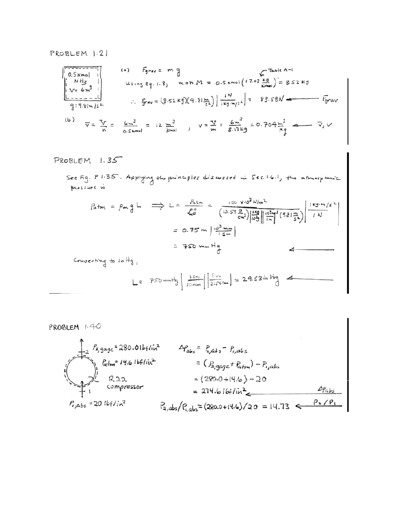 Thermodynamics I Problem Set 1 With Solutions Meen 2210