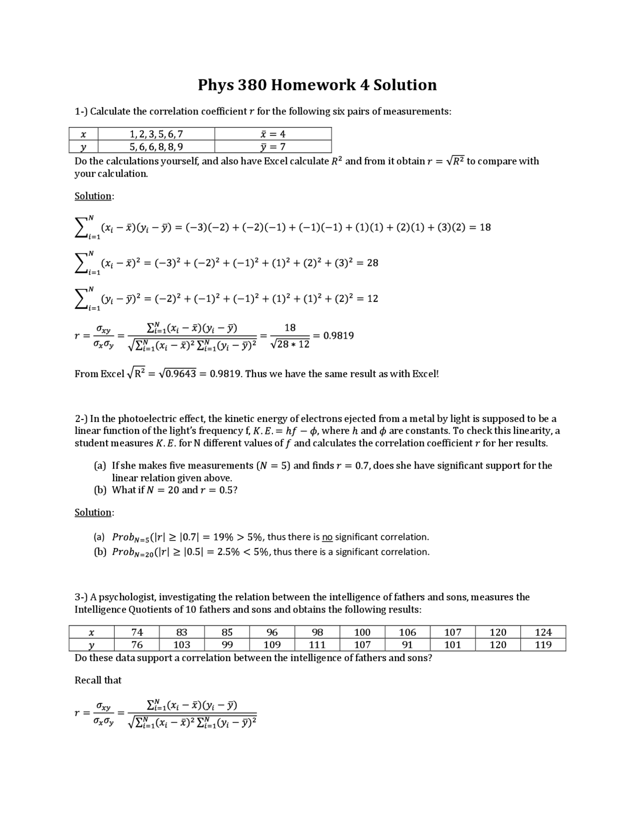 Homework 4 Solutions For Experimental Physics Phys 380 Docsity