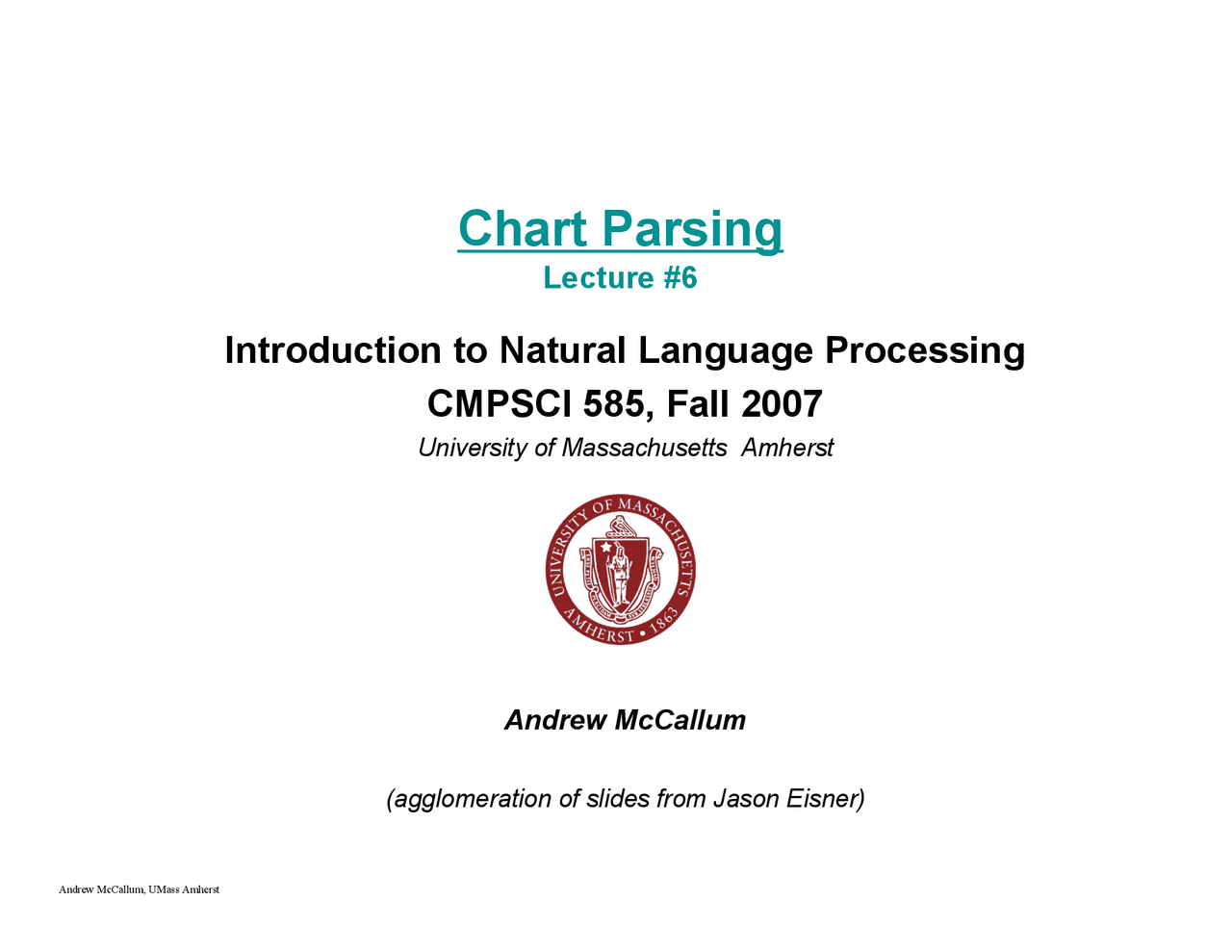 Lecture 6 Chart Parsing Slides Cmpsci 585 Docsity