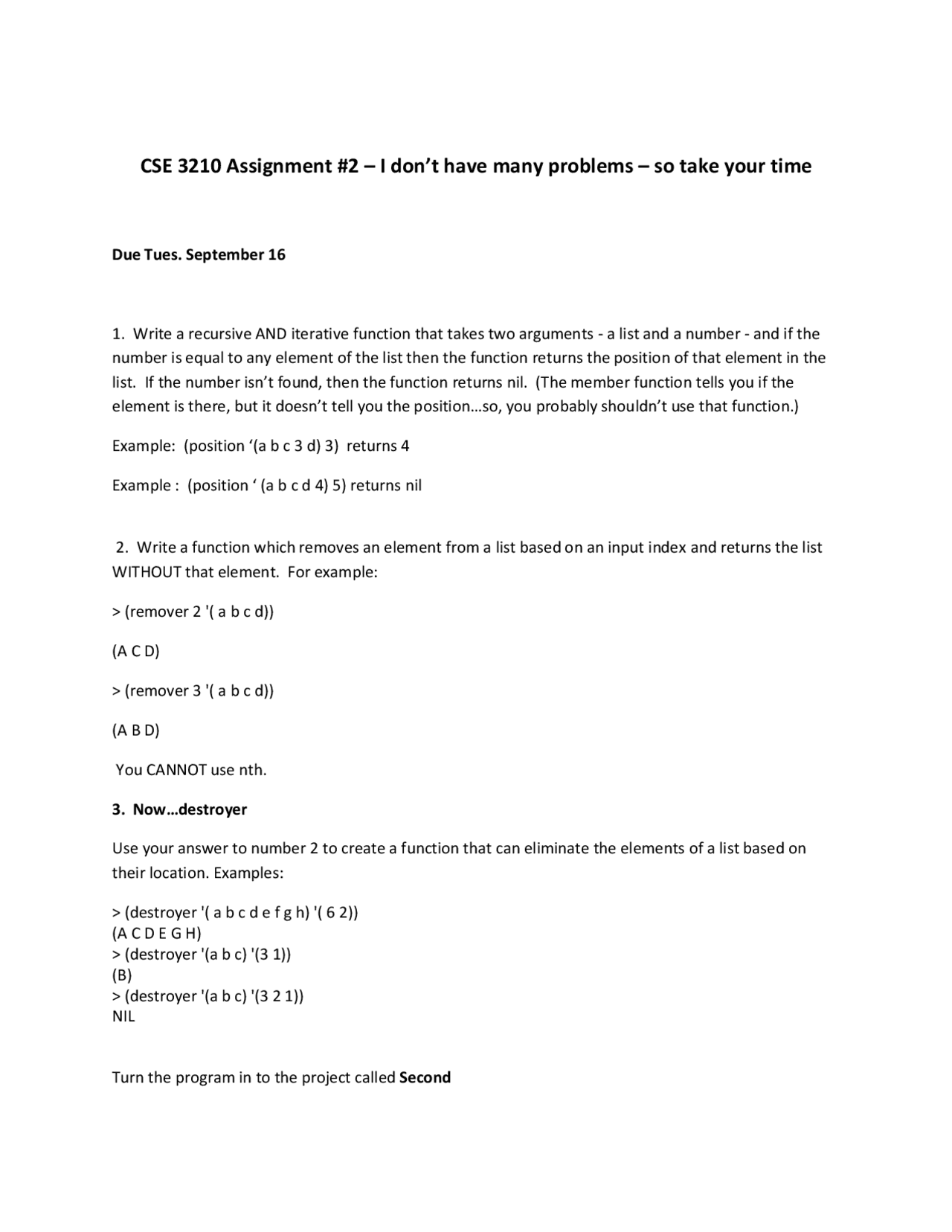 Assignment 2 Symbolic Processing Csce 3210 Assignments Computer