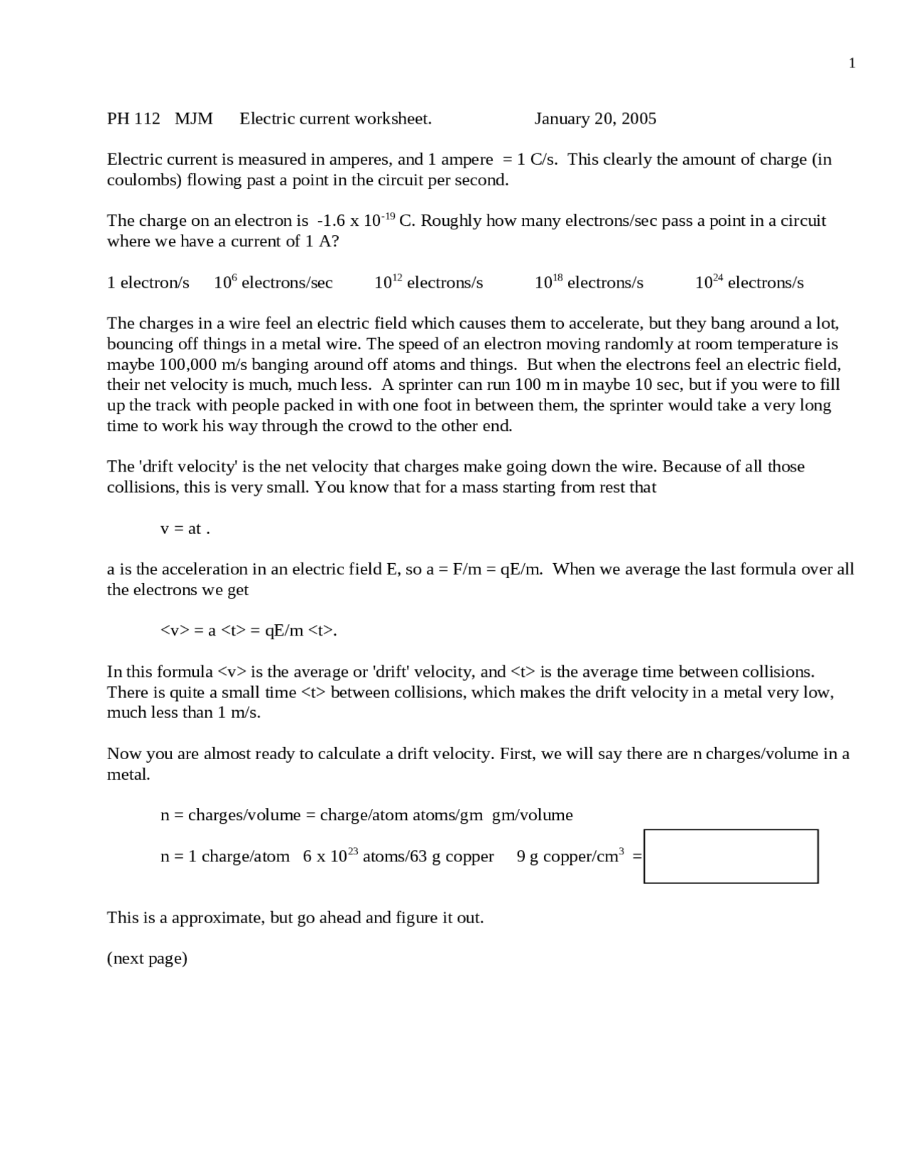 Electric Currents and Magnetism in Physics II - Homework | PH 112 - Docsity