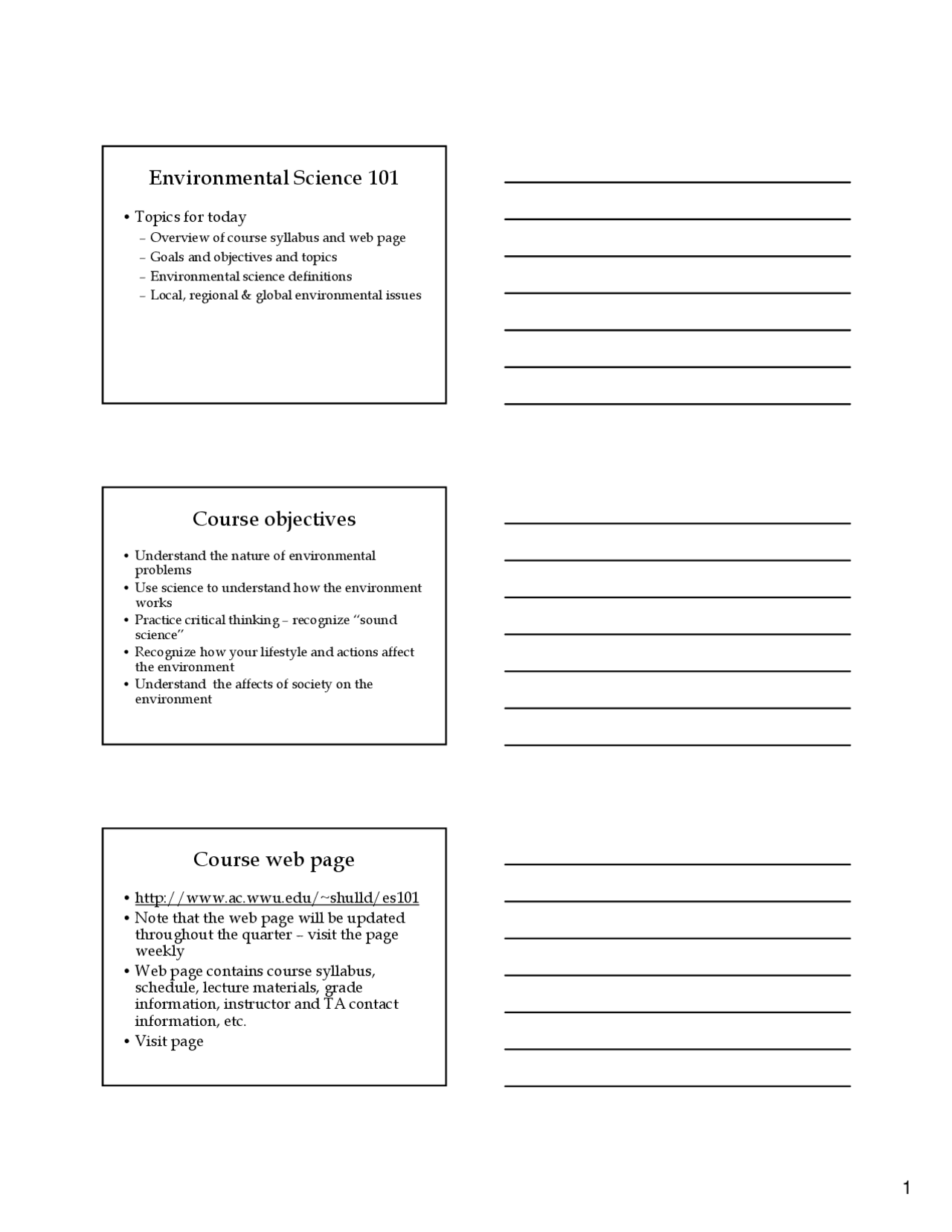 Environmental Science 101: Course Overview, Objectives, and Local ...