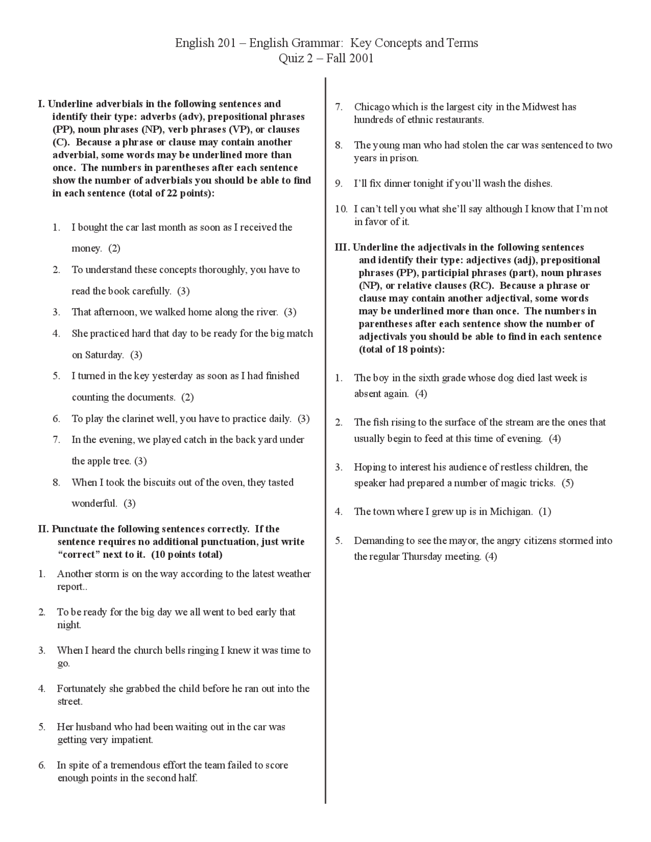 Practice Quiz 2 English Grammar Key Concepts And Terms Engl 201