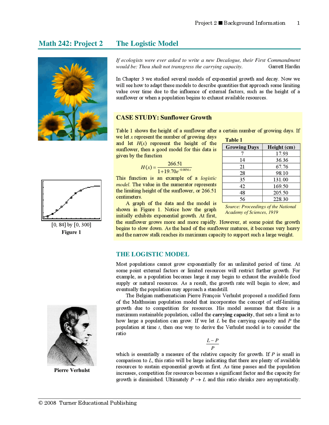 The Logistic Model - Project 2 - Lecture Notes | MATH 242 - Docsity