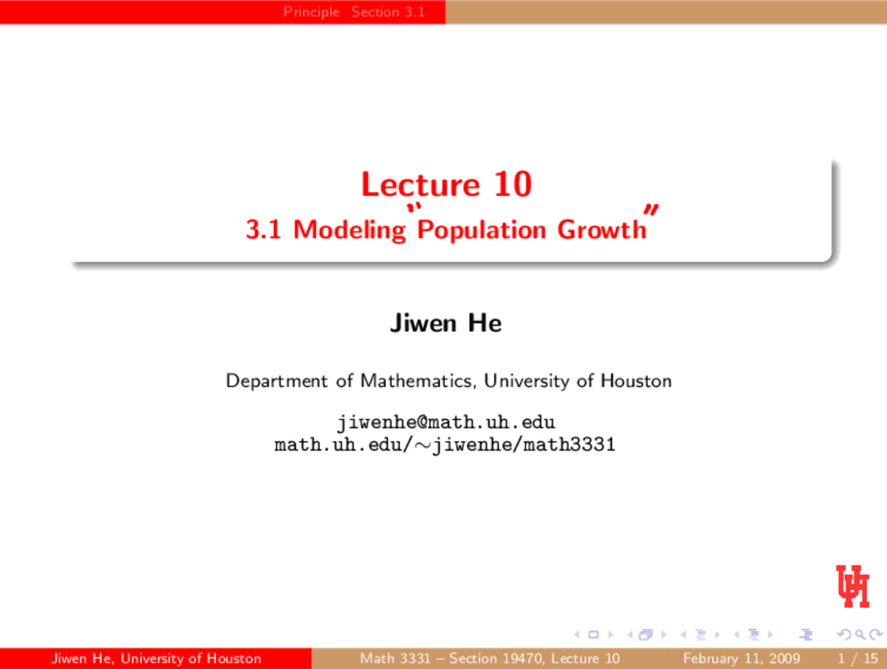 Modeling Population Growth Lecture Slides Math 3331 Docsity
