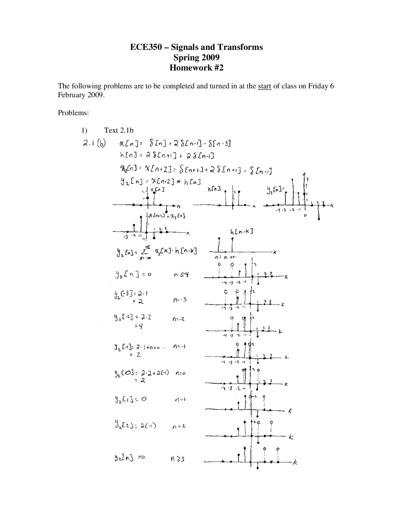 Solutions For Assignment 2 Signals And Systems Ece 350 Docsity