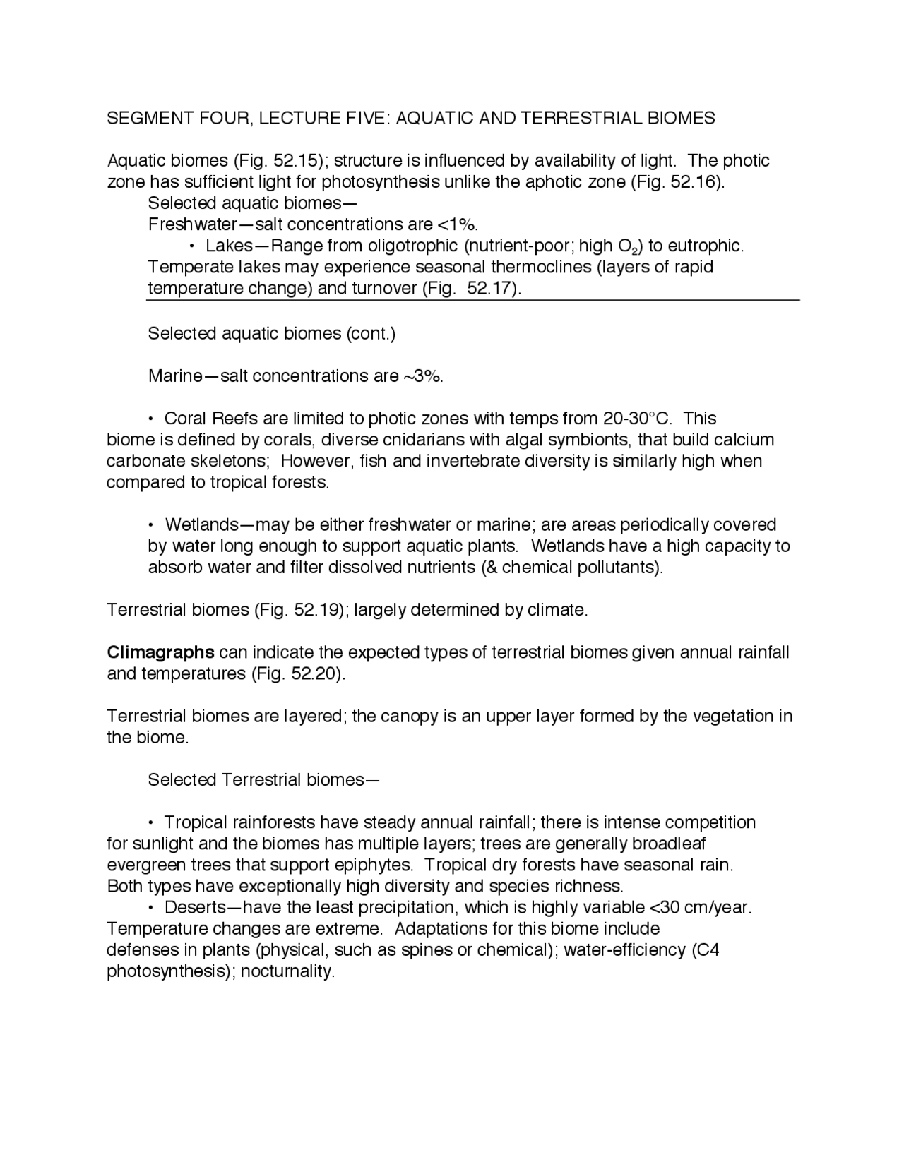 Notes on Aquatic and Terrestrial Biomes - Fundamentals of Biology II ...