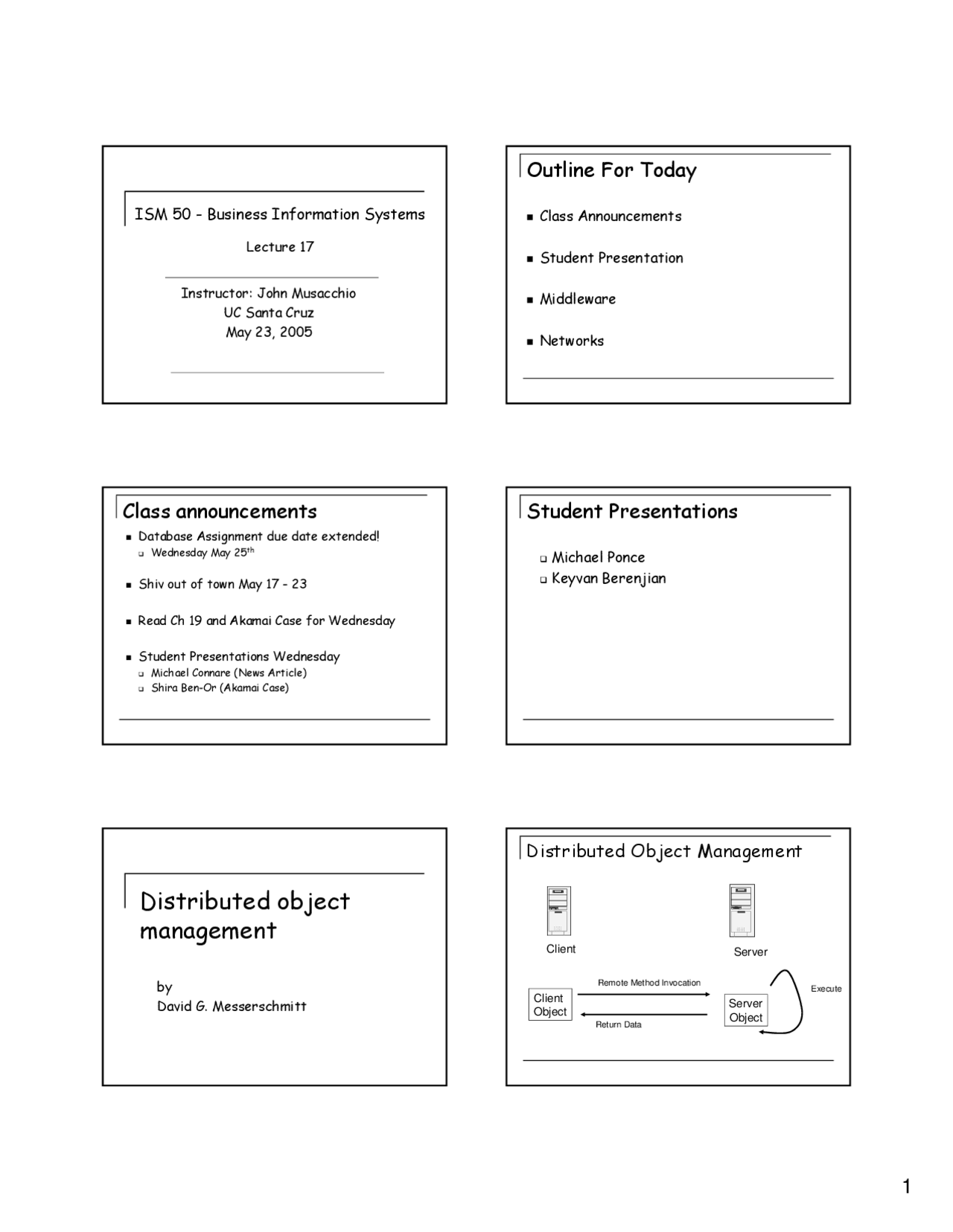 Distributed Object Management Communications Lecture Slides Ism 50