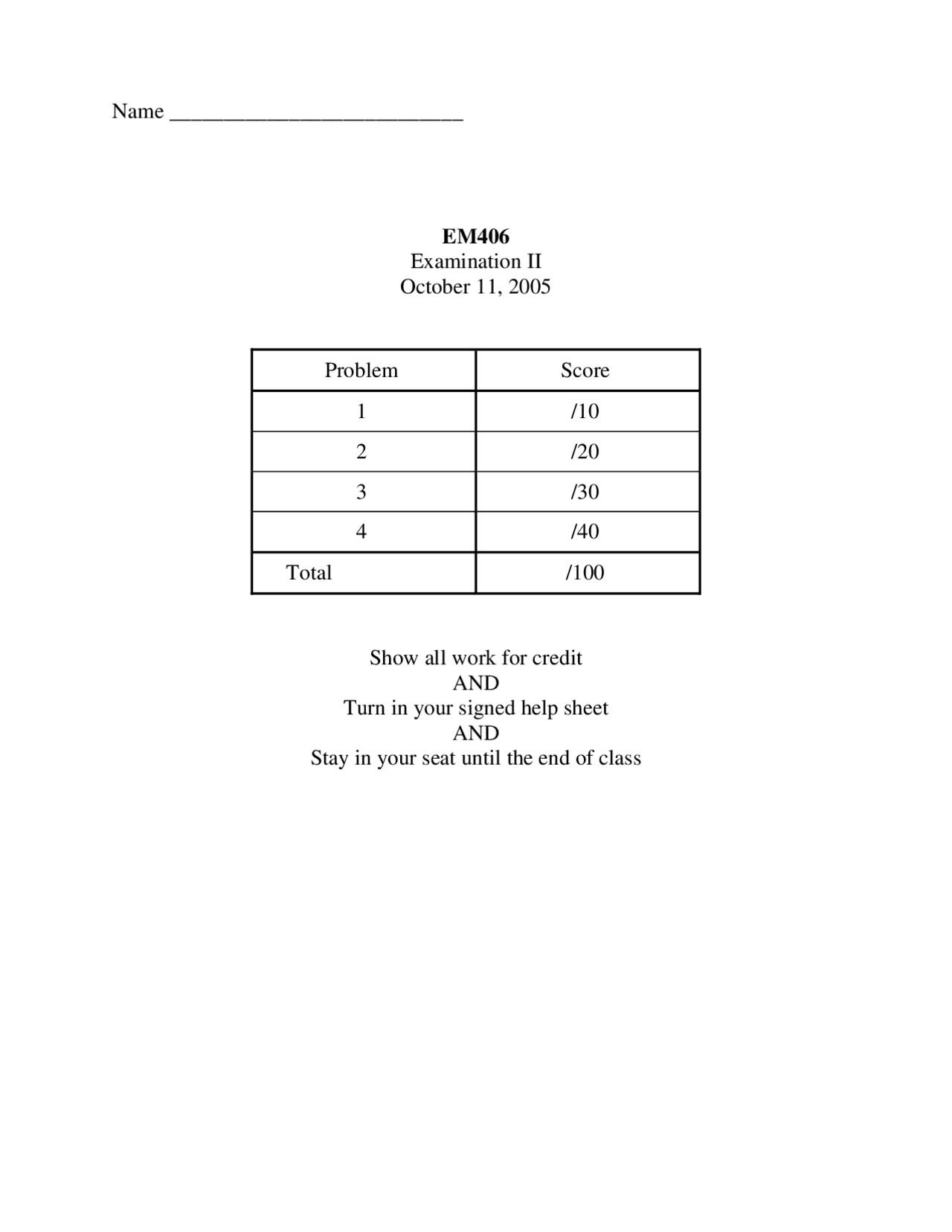 4 Problems Exam 2 Vibration Analysis Em 406 Docsity