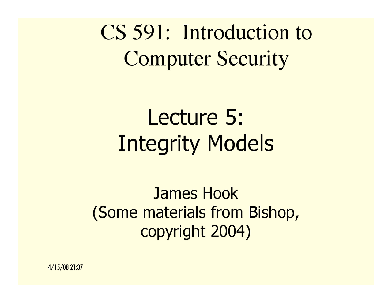 Integrity Models Of Introduction To Computer Security Cs 591 Docsity