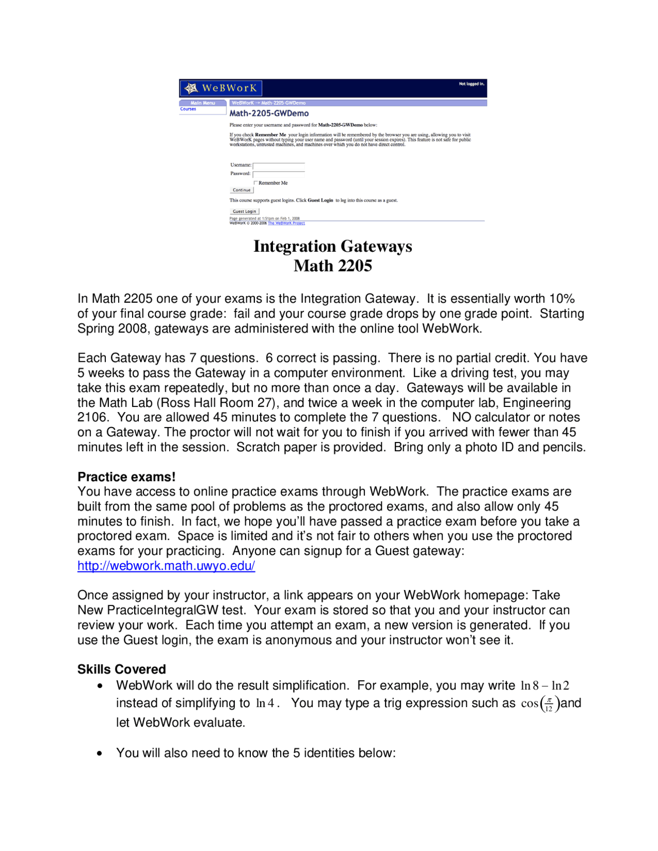Integration Gateways Calculus Ii Review Sheet Math 2205 Docsity