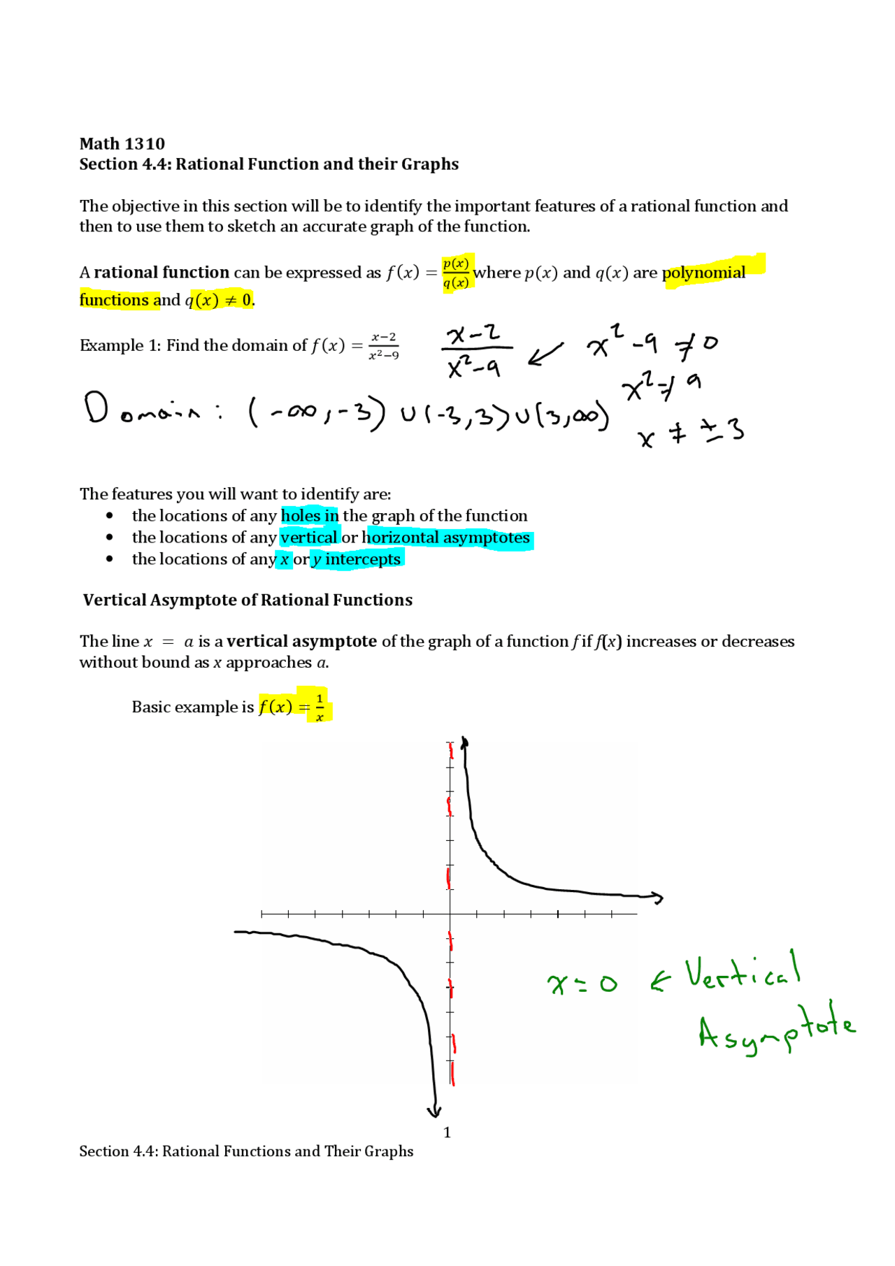 16 Example with Key of College Algebra -Exam | MATH 1310 - Docsity