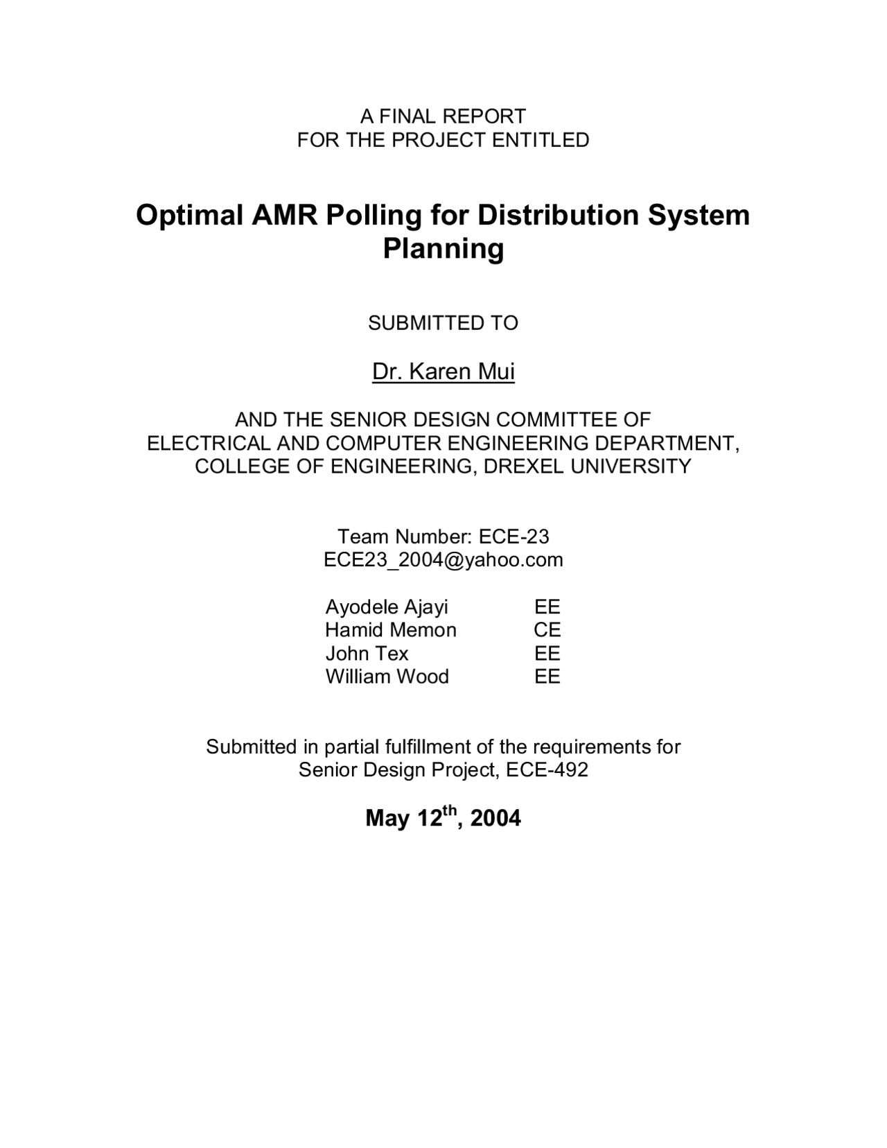 Optimal AMR Polling for Distribution System Planning: A Final Report | Study Guides, Projects ...