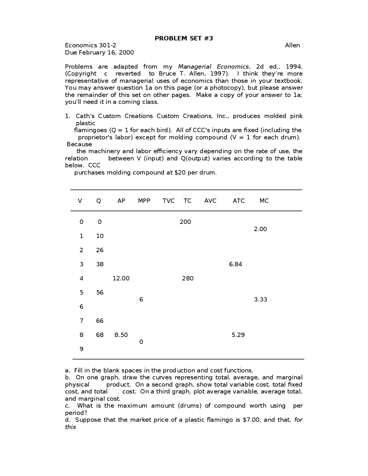 Problem Set 3 Intermediate Microeconomics Ec 301 Docsity