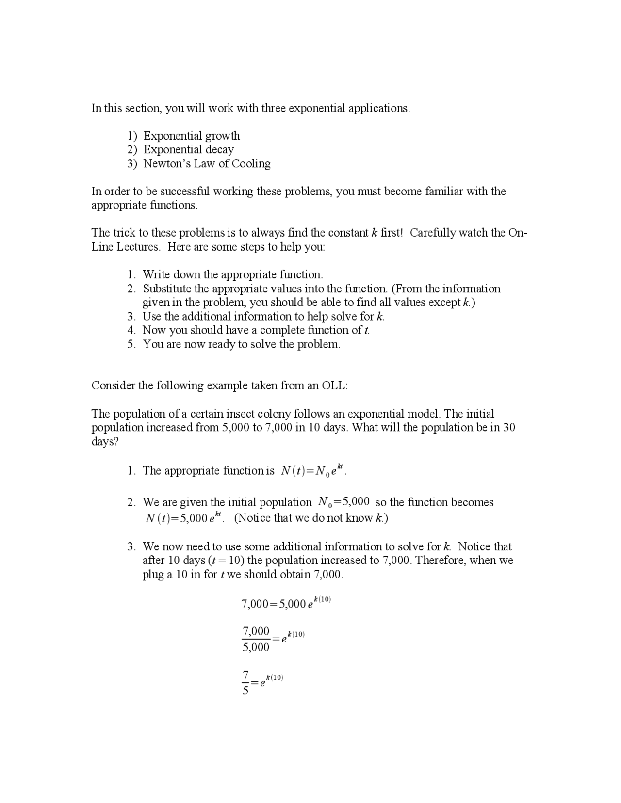 Exponential Growth, Exponential Decay and Newton's Law of Cooling ...