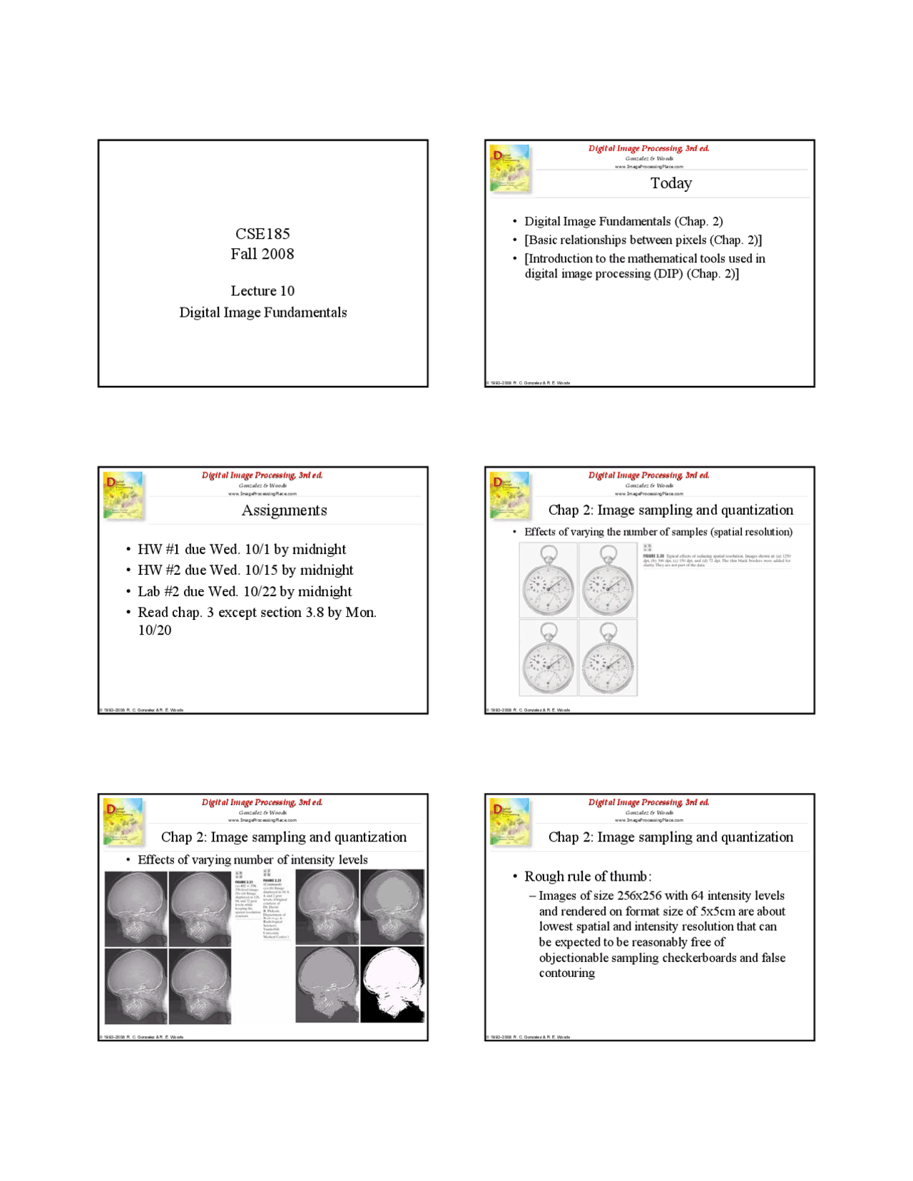 Digital Image Fundamental Lecture Slides Cse 185 Docsity