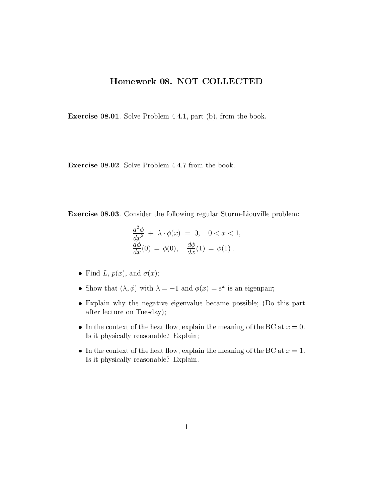 5 Exercises On Context Of Heat Flow Homework 8 Math 3363 Docsity