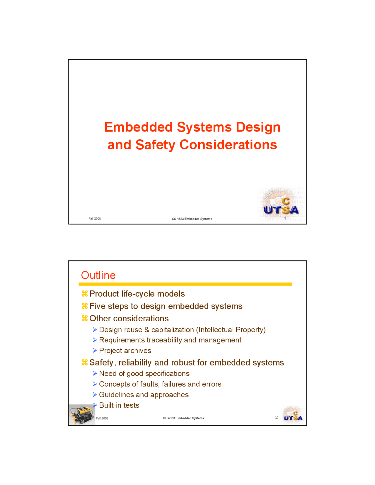 Embedded Systems Design And Safety Considerations Lecture Slides Cs 4833 Docsity