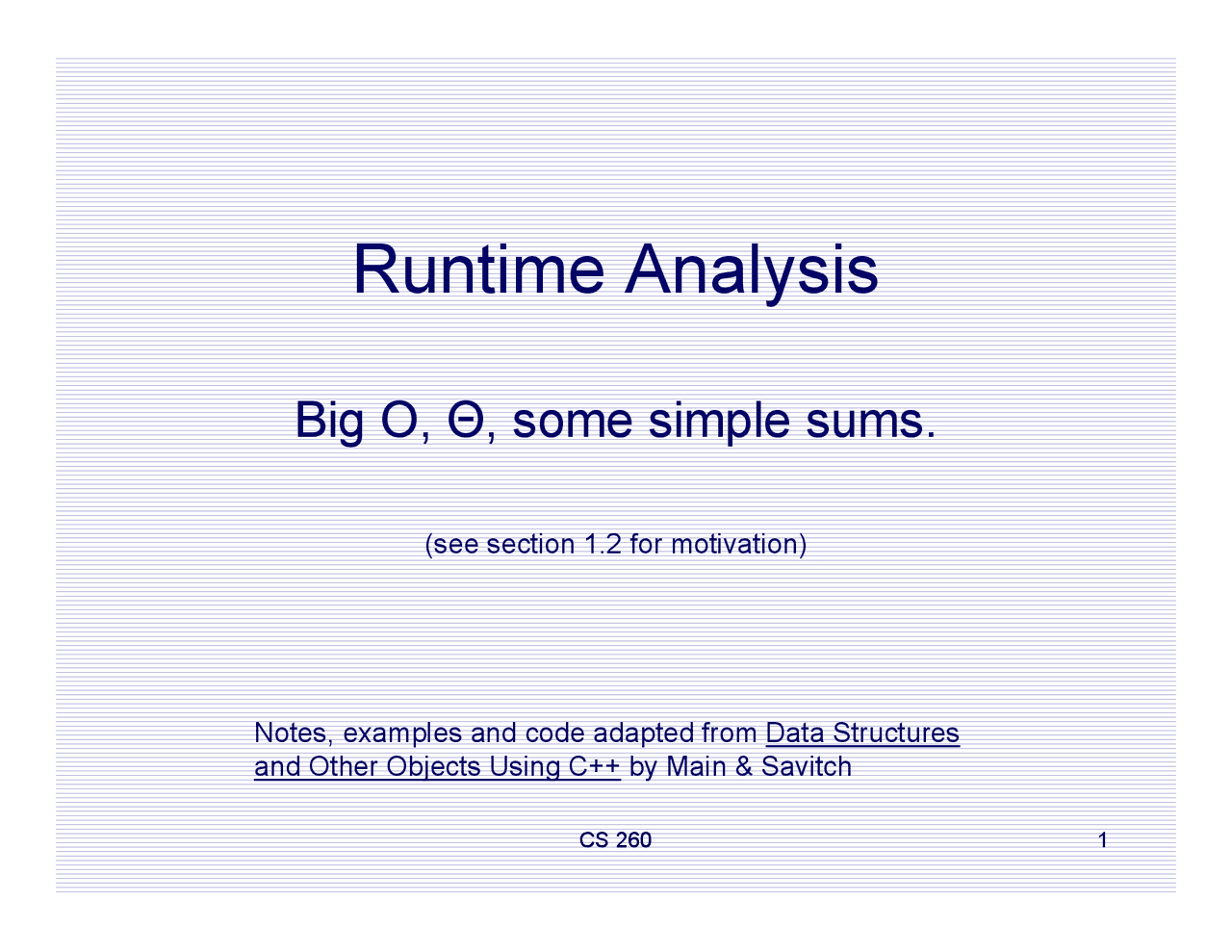 Run Time Analysis Data Structures Slides Cs 260 Docsity
