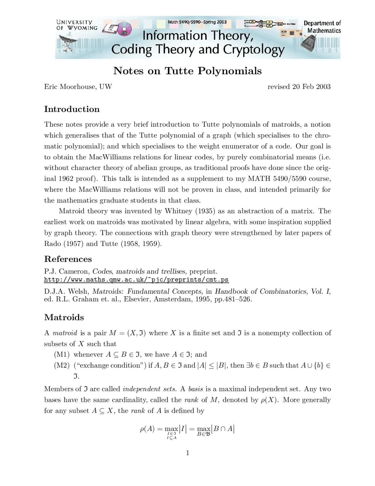 Information Theory Coding Theory And The Cryptology Math 5490 Docsity