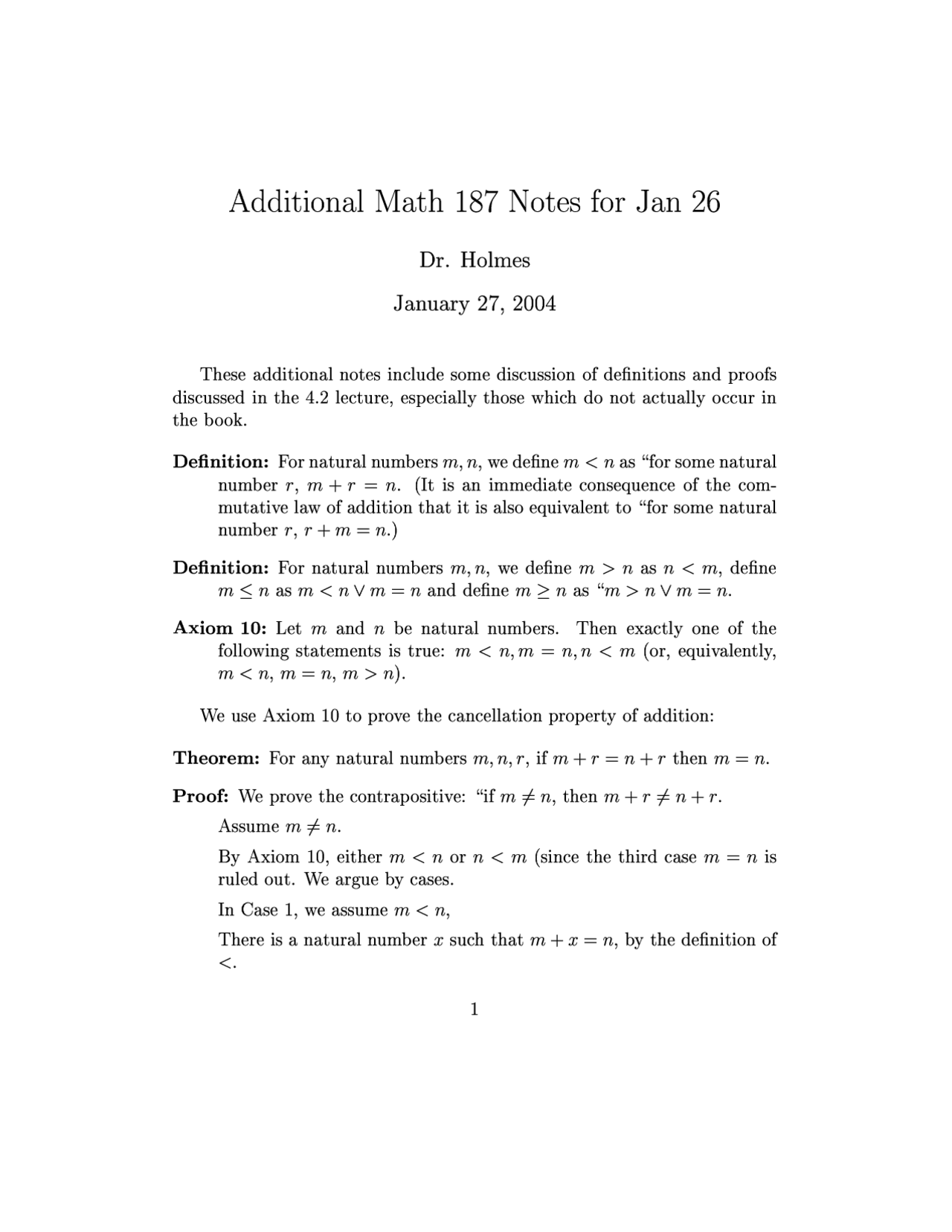 Lecture Notes Discrete And Foundational Mathematics I Math 187