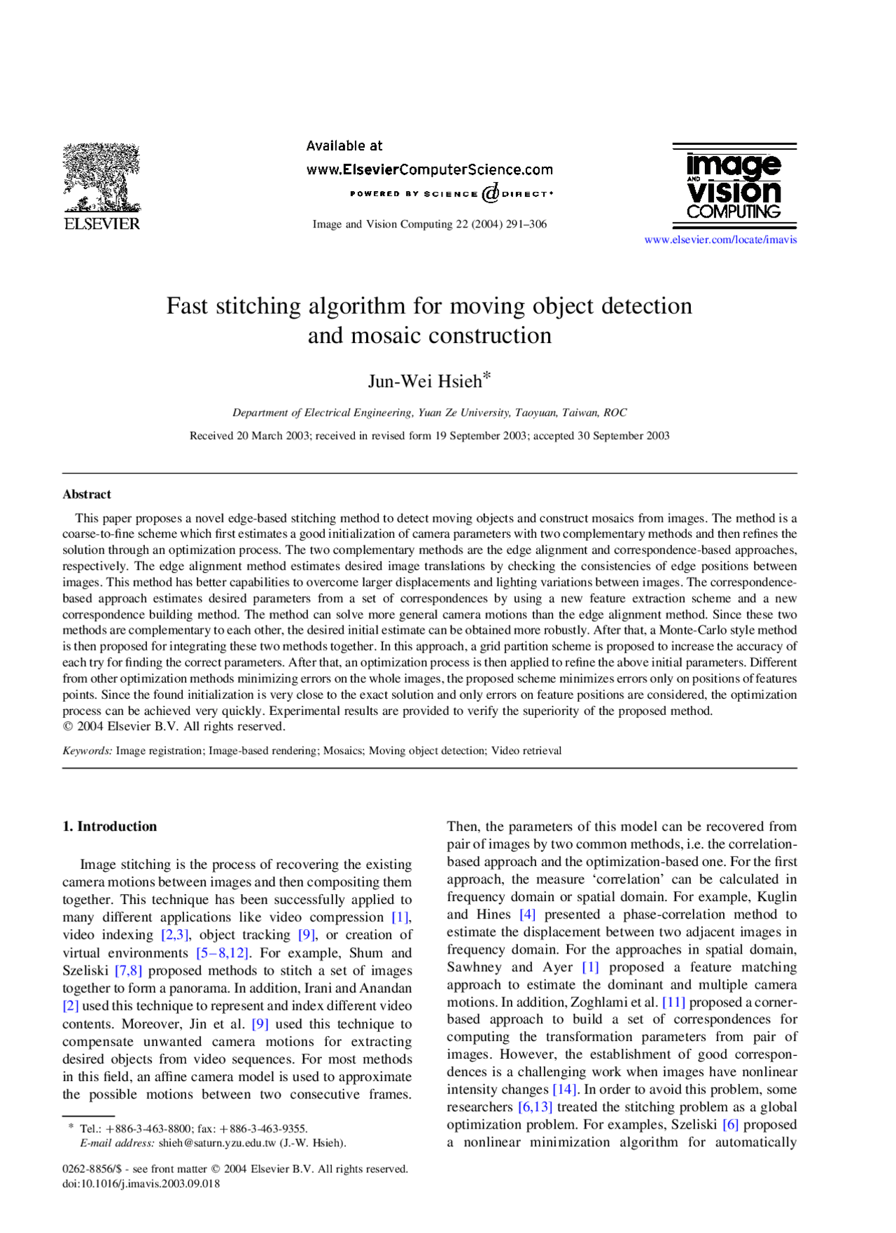 Fast Switching Algorithm for Moving Object Detection - Paper | COSC 6373 | Papers Computer ...