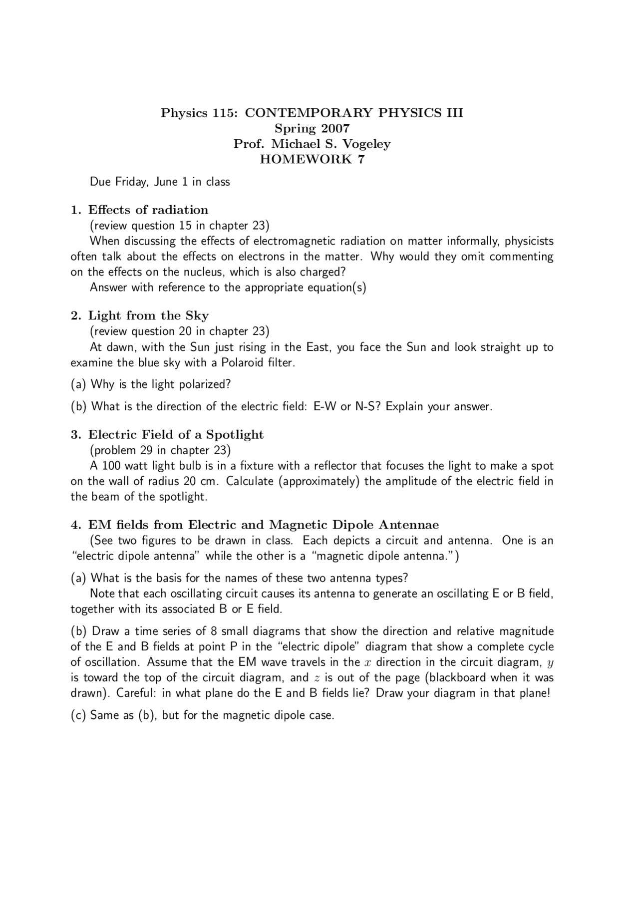 Effect Of Radiations And Light Form The Sky Assignment 7 Phys 115