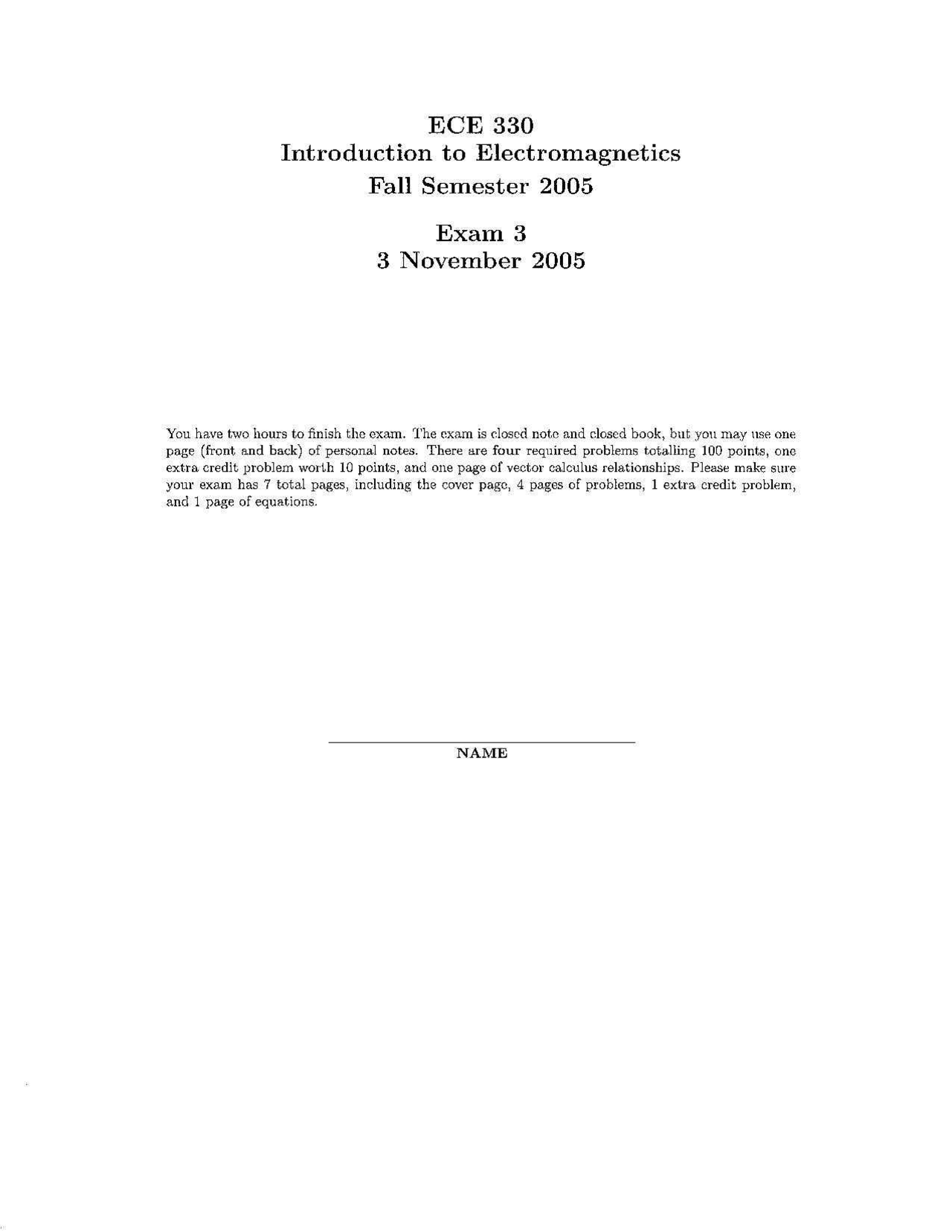 Exam 3 Problems Electromagnetic Theory Ece 330 Docsity