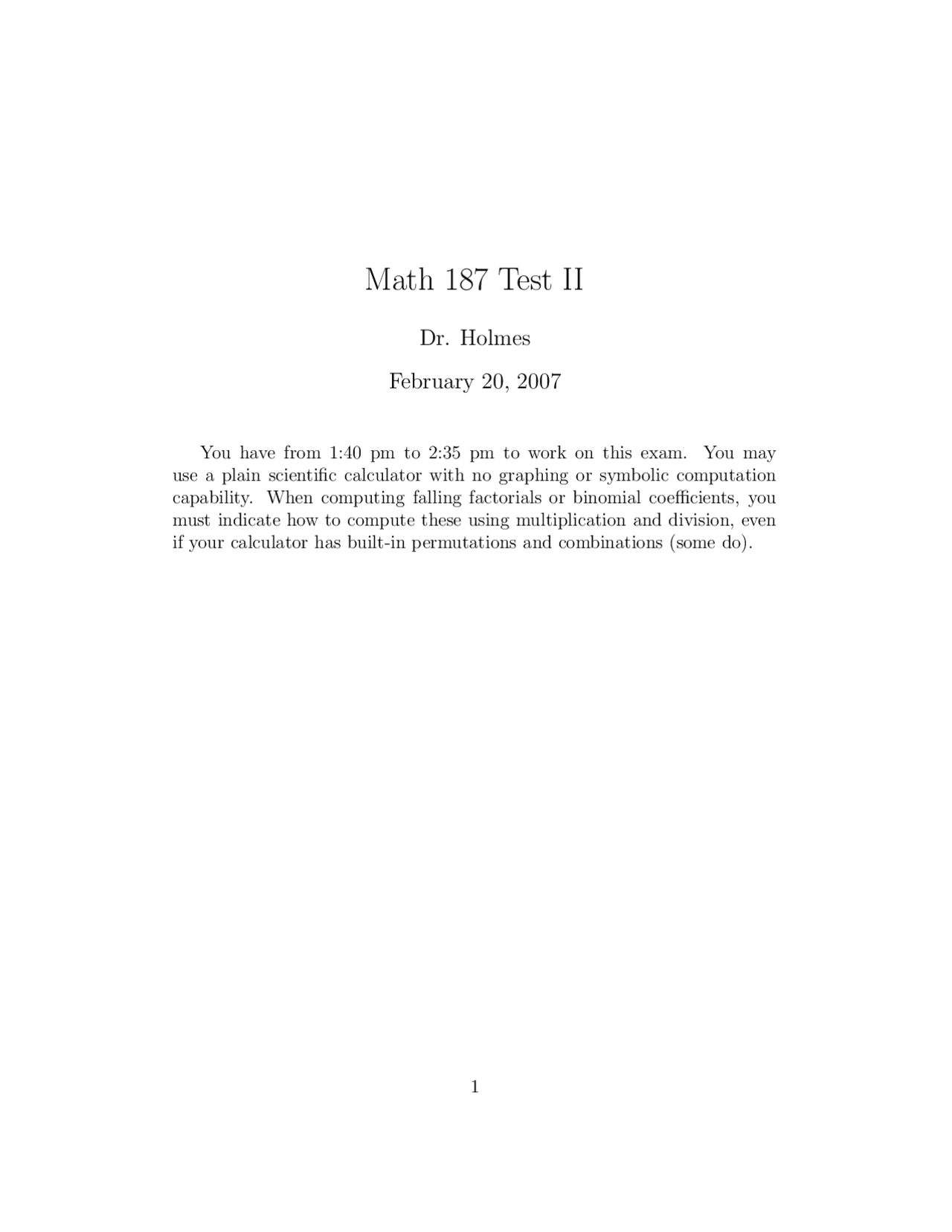 Practice Exam 2 Discrete And Foundational Mathematics I Math 187