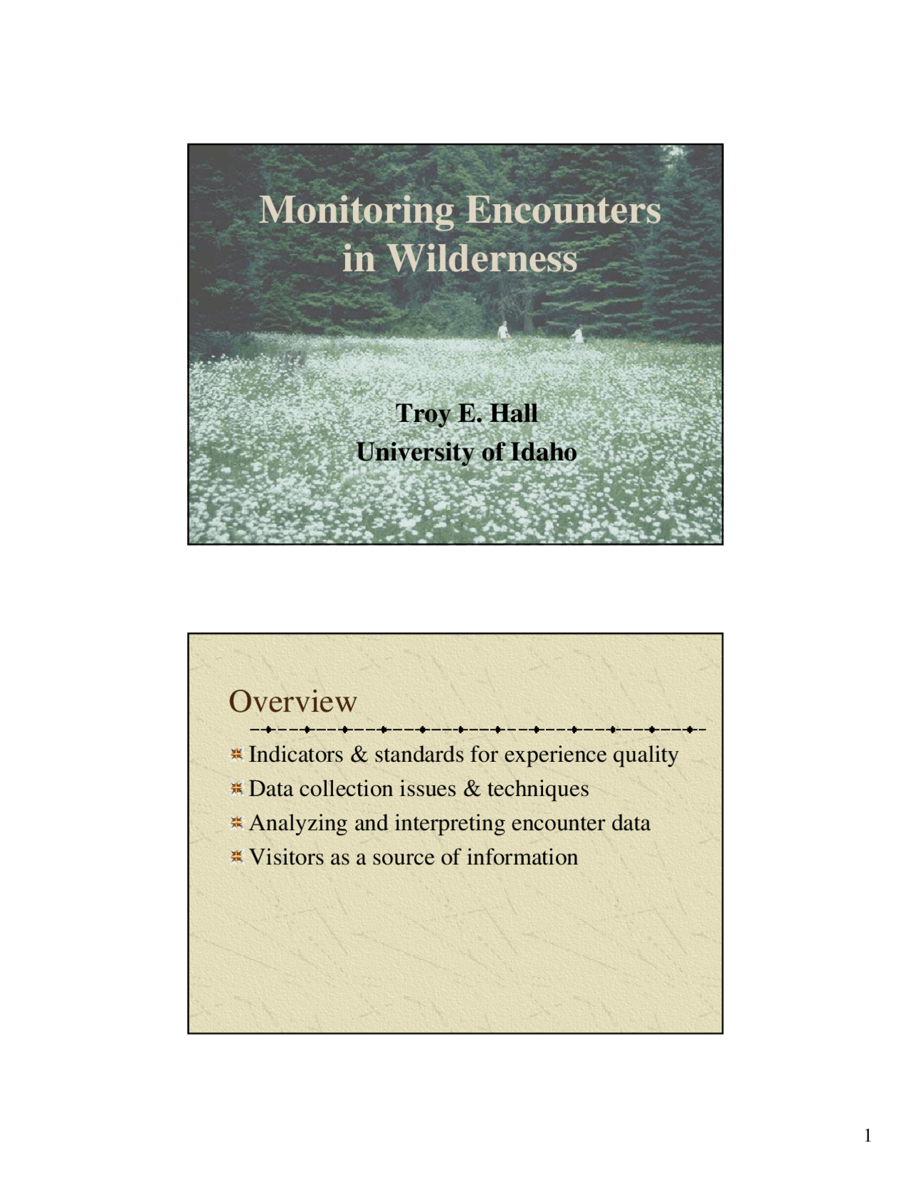 Monitoring Encounters In Wilderness Lecture Slides Css 490 Docsity